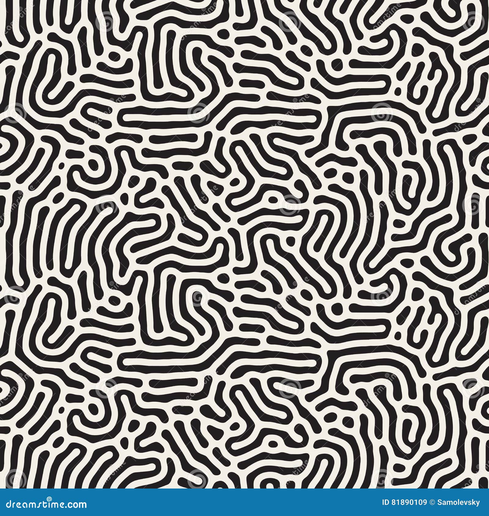 Organic Irregular Rounded Lines. Vector Seamless Black and White ...