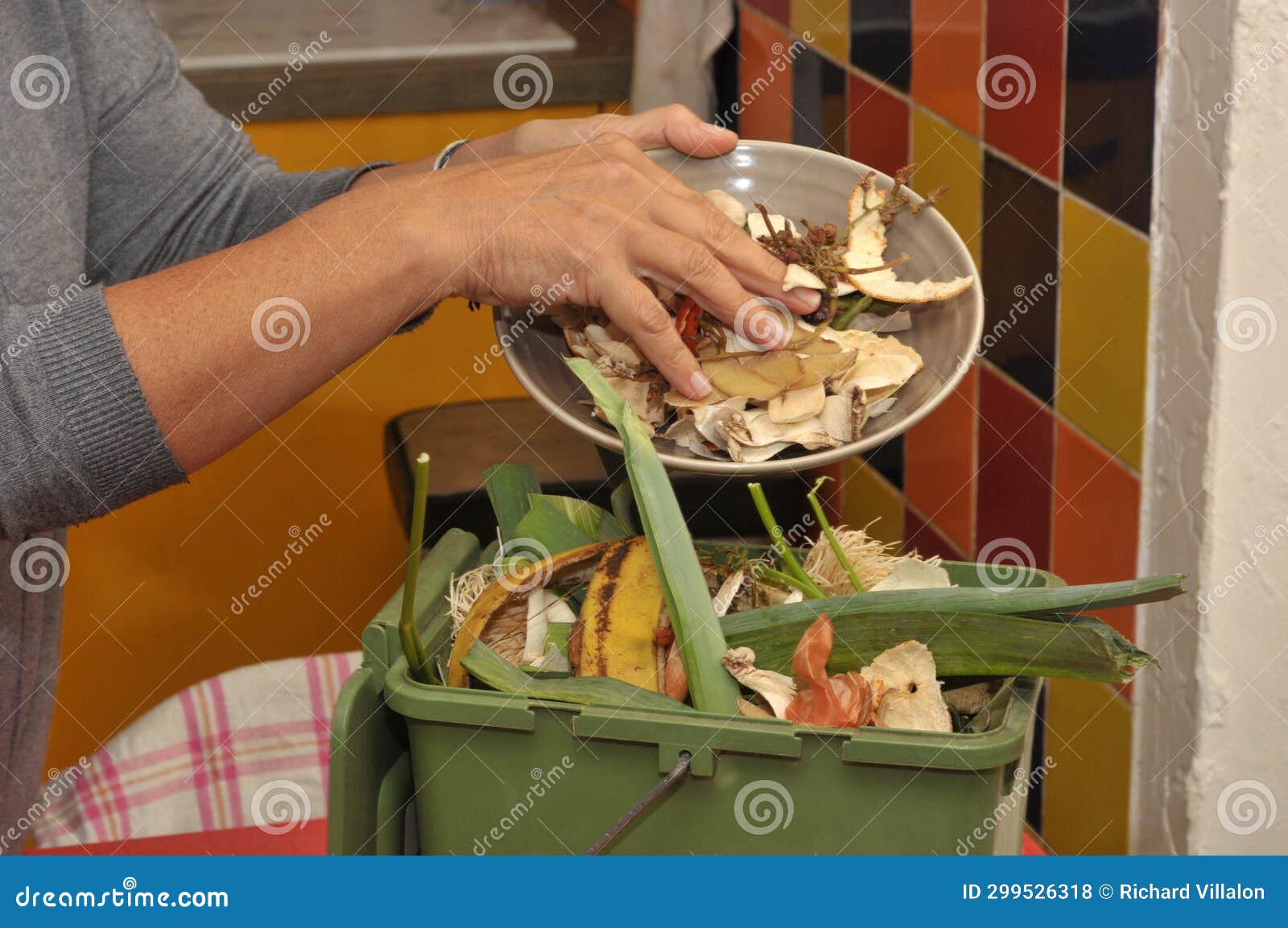 Organic Kitchen Waste with Vegetable Peelings Placed in a Container for ...