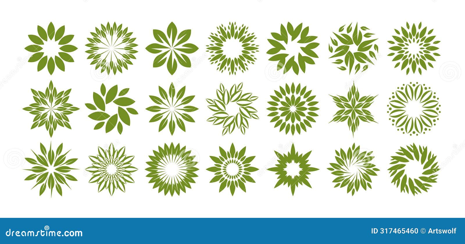 Organic Leaf Sun Circle Logo Design Set Stock Vector - Illustration of ...