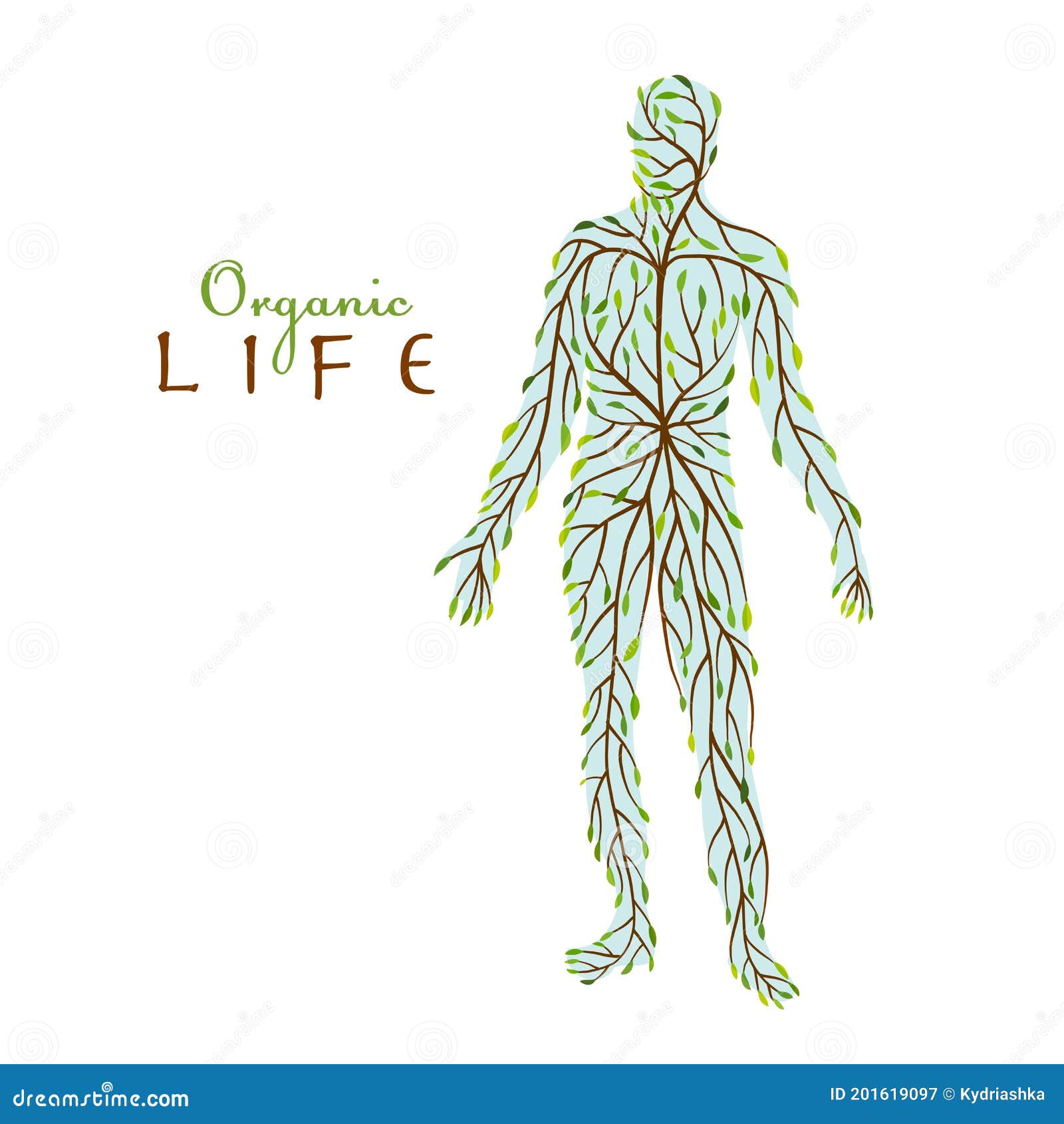 Organic Life Concept. Green Leaf People Shape for Your Design Stock ...