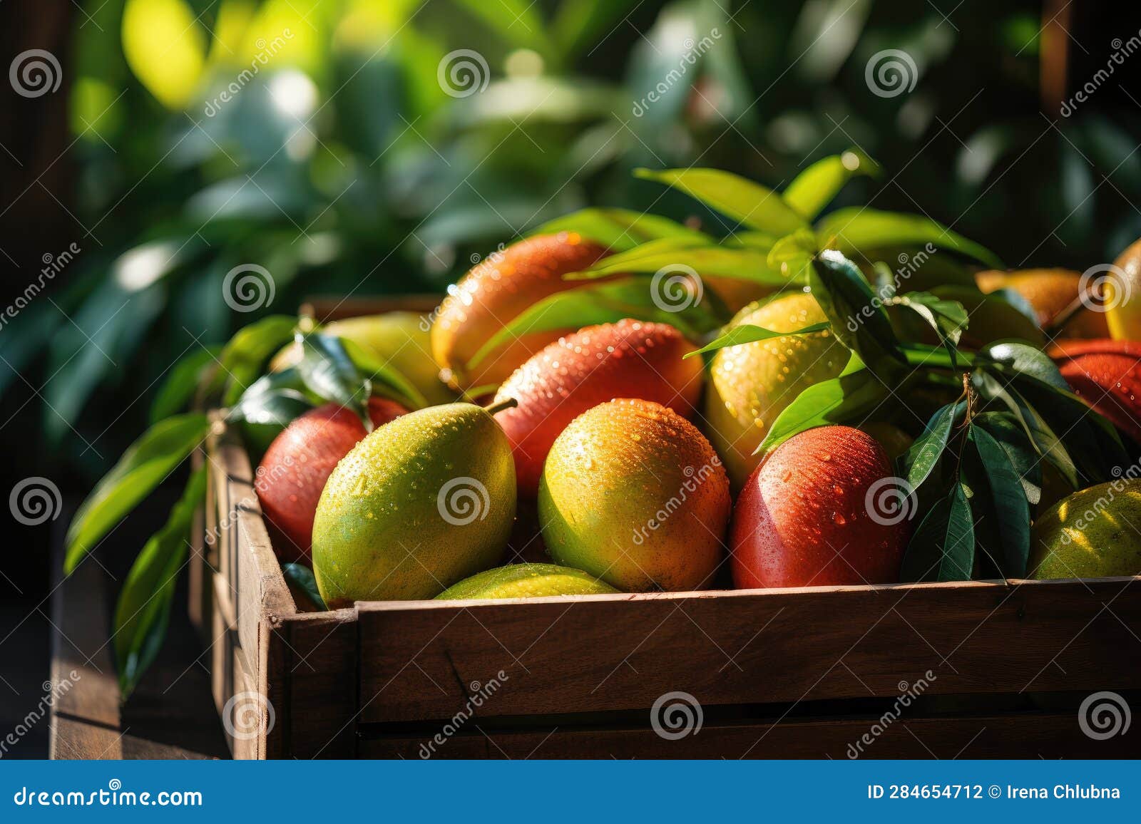 Organic Mango in a Wooden Box. Generative AI Stock Illustration ...