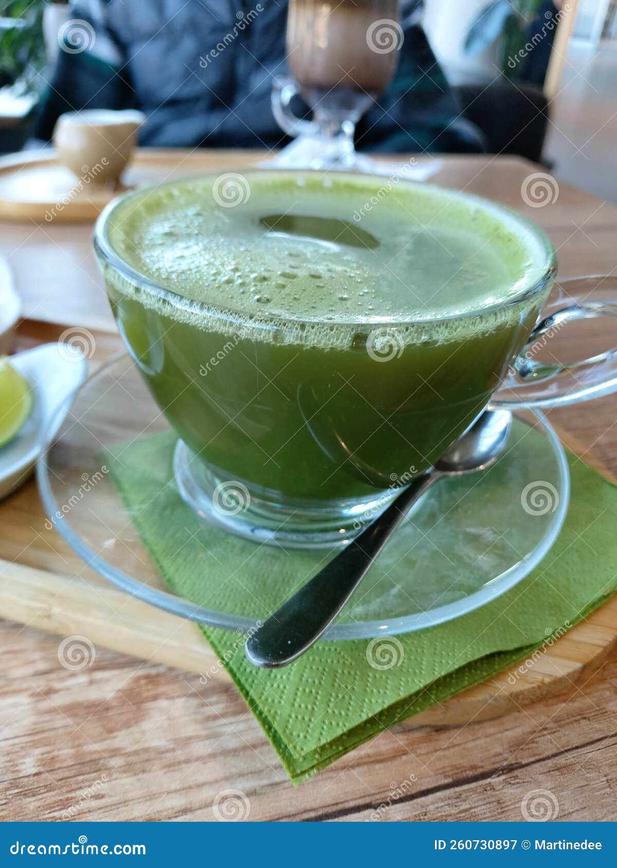 Organic Matcha Green Tea on a Glass Cup. Stock Image - Image of coffee ...