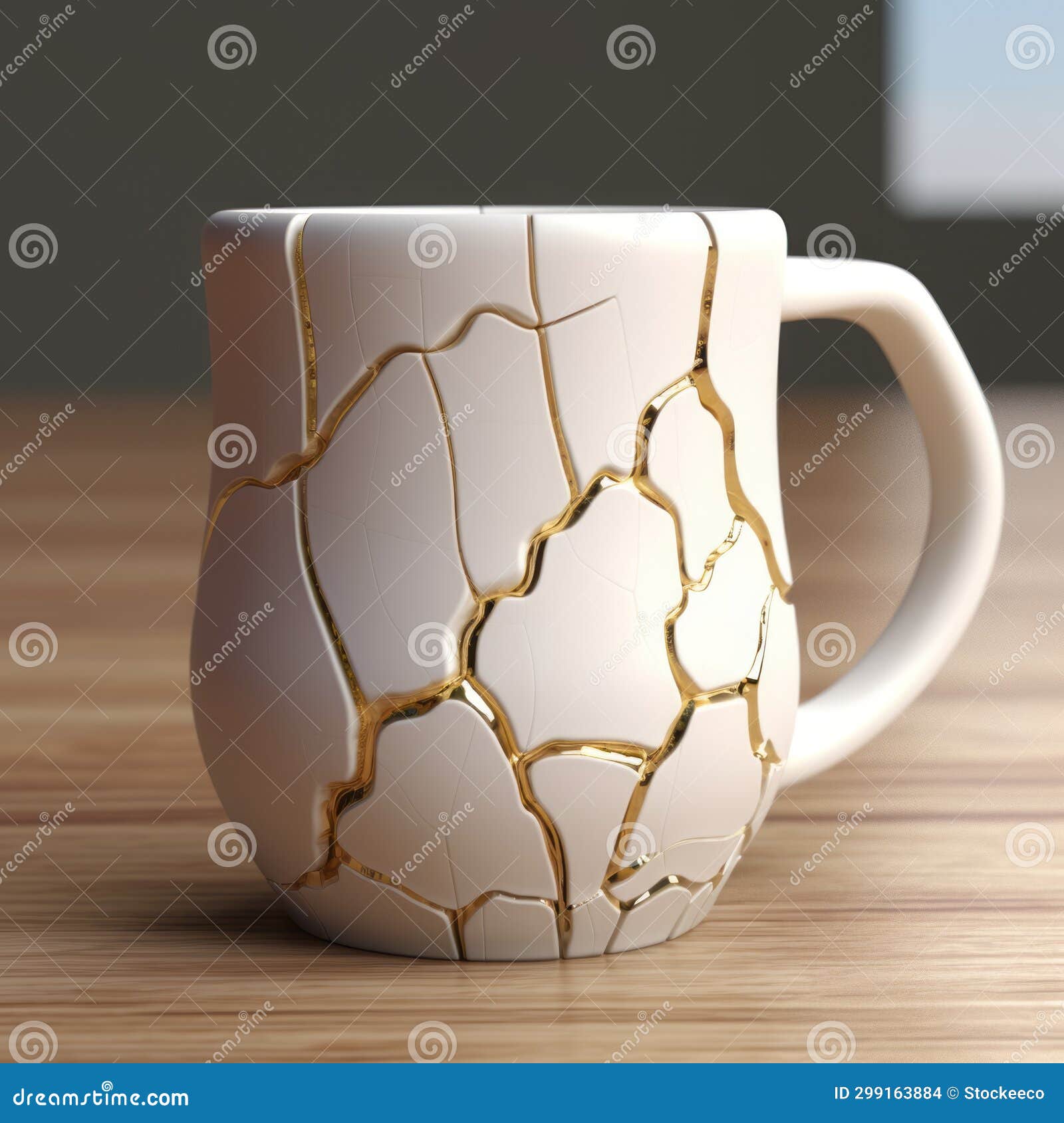 Organic Material Cracked Coffee Mug with Surrealistic Elements Stock ...
