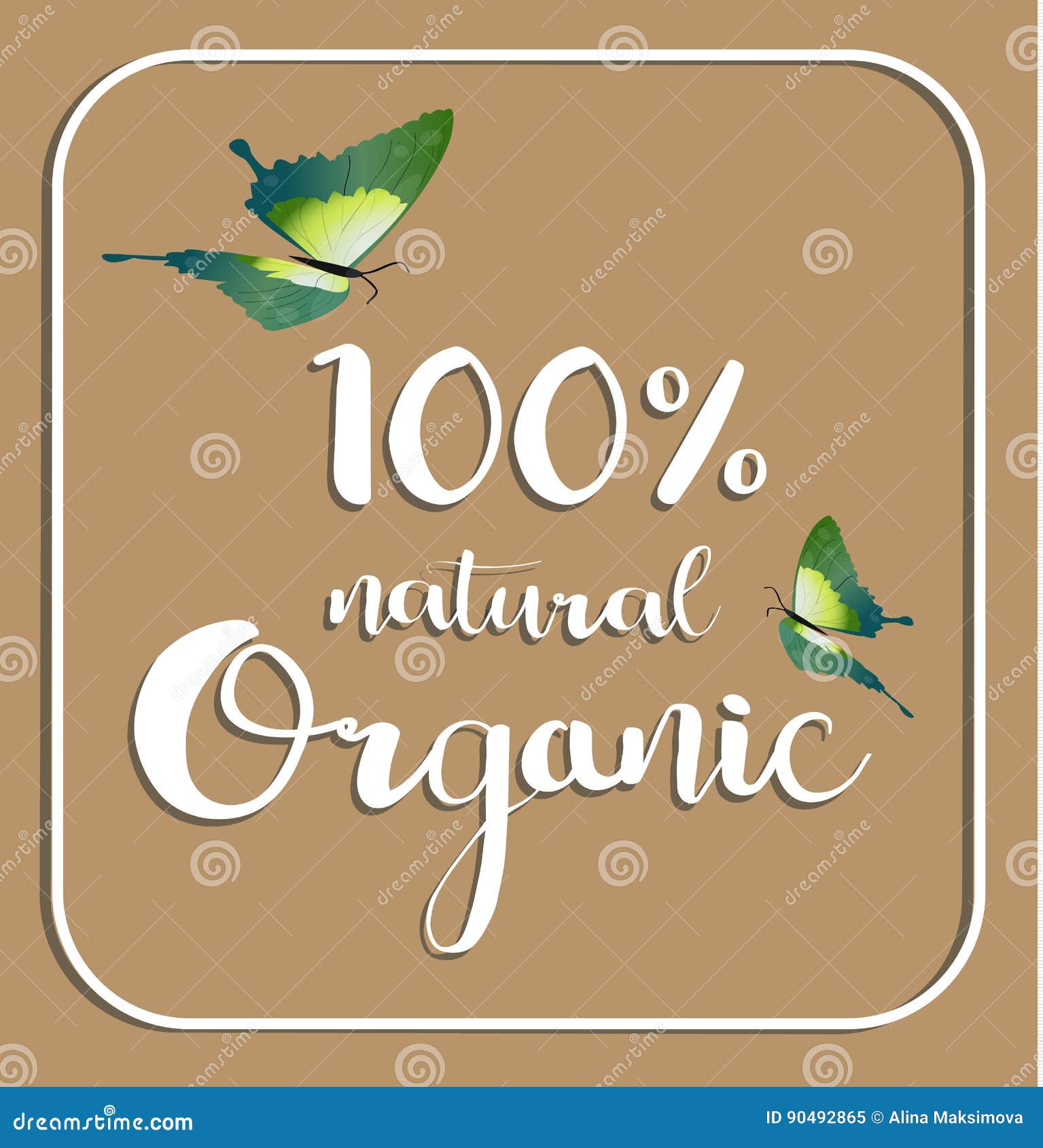 Organic 100 Natural Card. Poster, Logos Vector Stock Vector ...