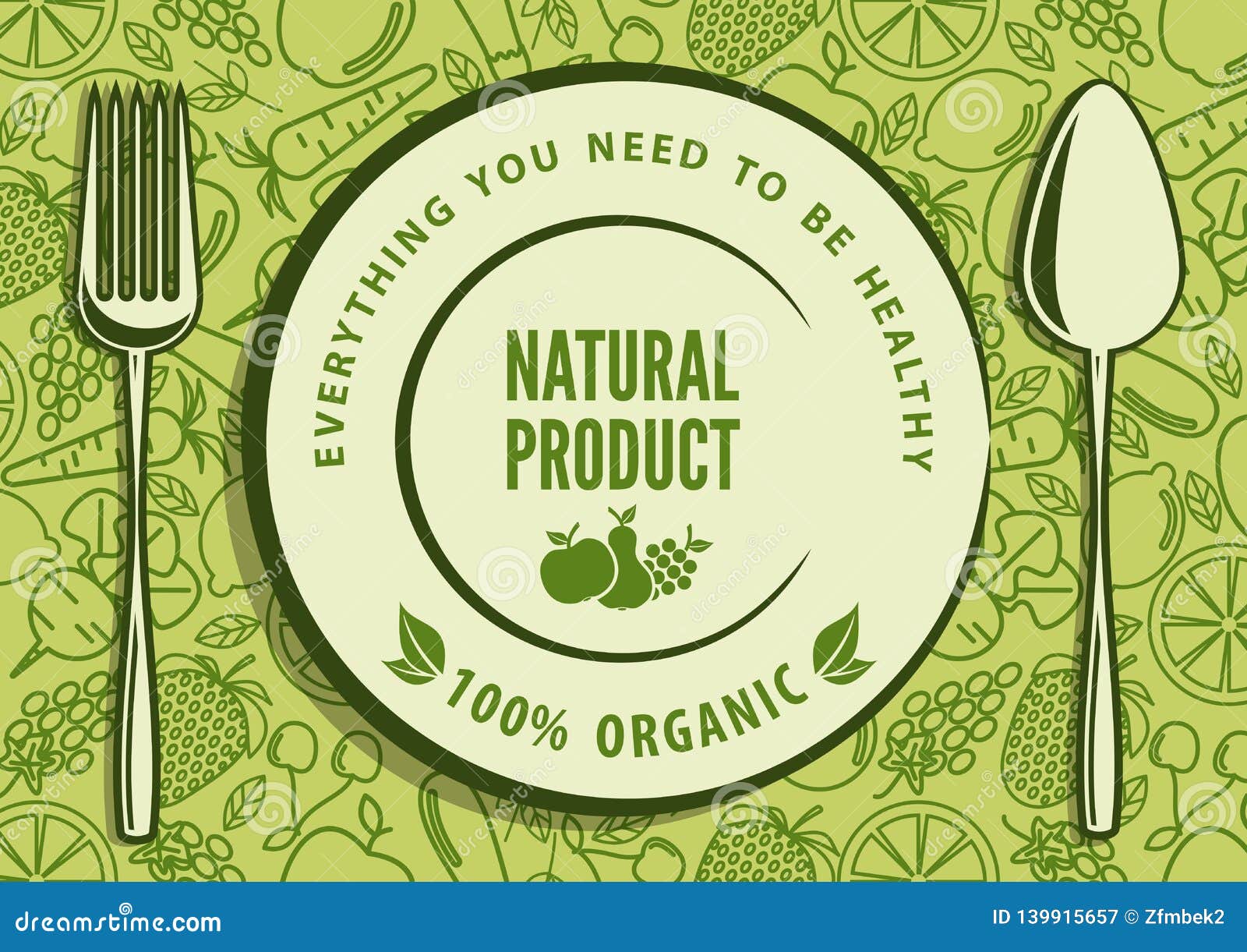 Organic, Natural Food Design Concept. Vector Illustration Stock Vector ...
