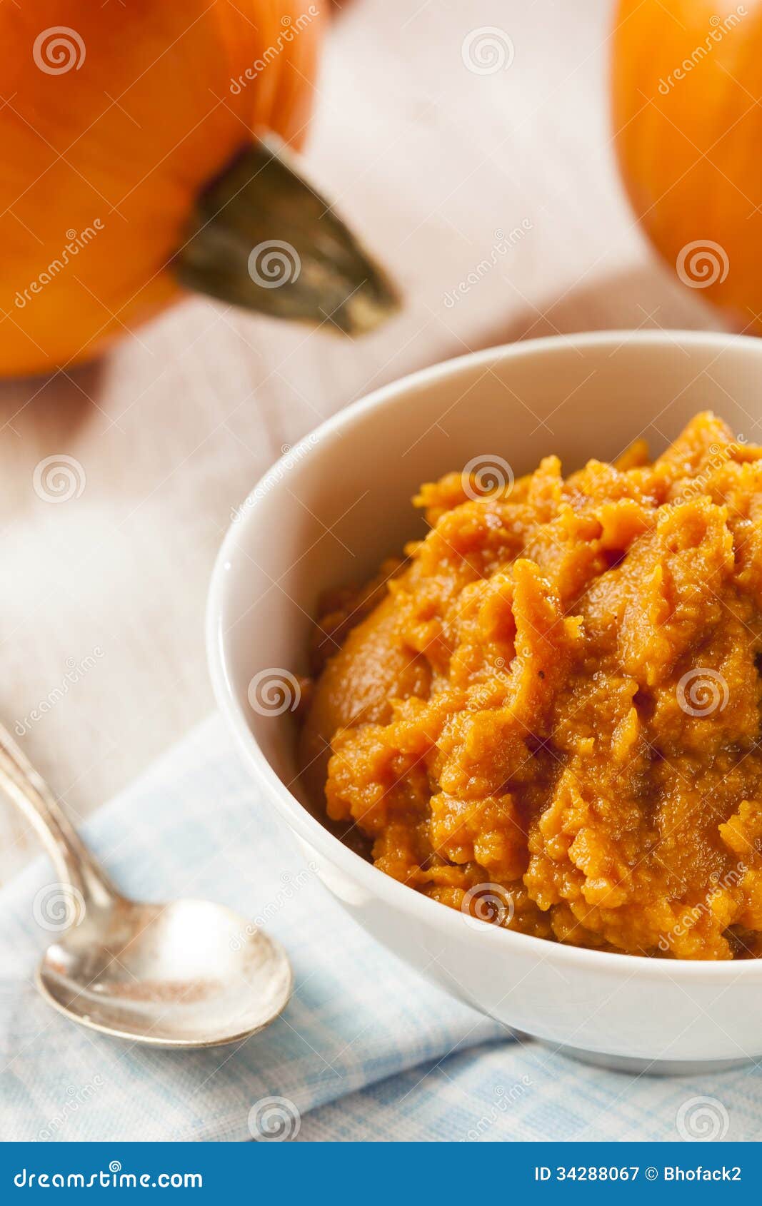 Organic Orange Pumpkin Puree Stock Image - Image of vegetable ...