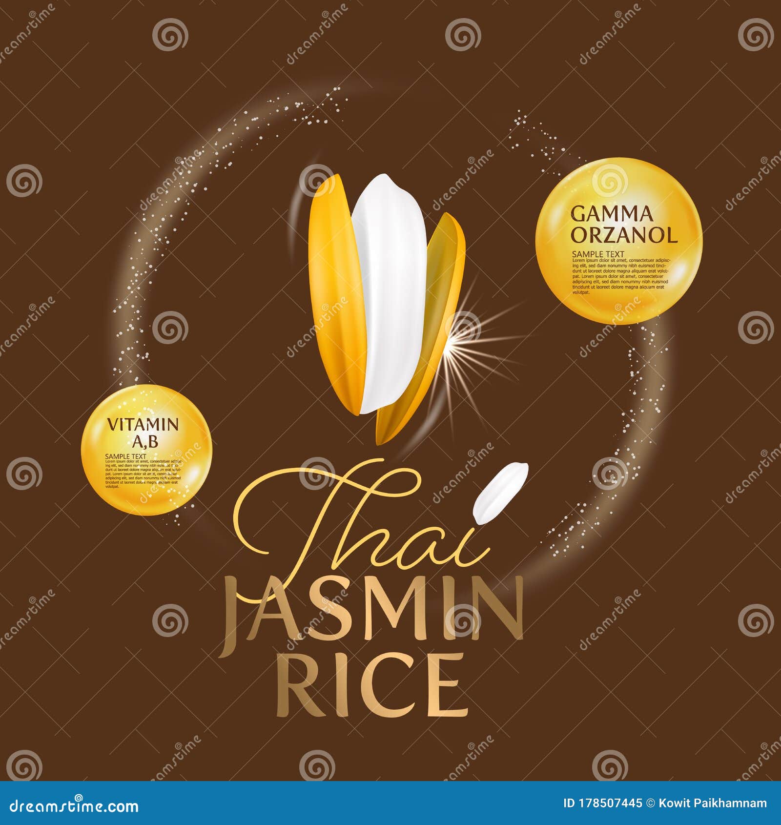 Thai Jasmine Rice Isolated Vector Illustration Stock Vector ...