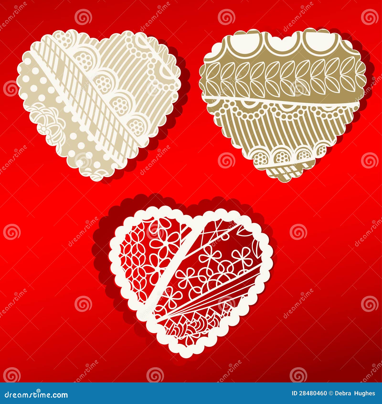 Organic Patterened Hearts Scalloped Edges Vector Illustration ...