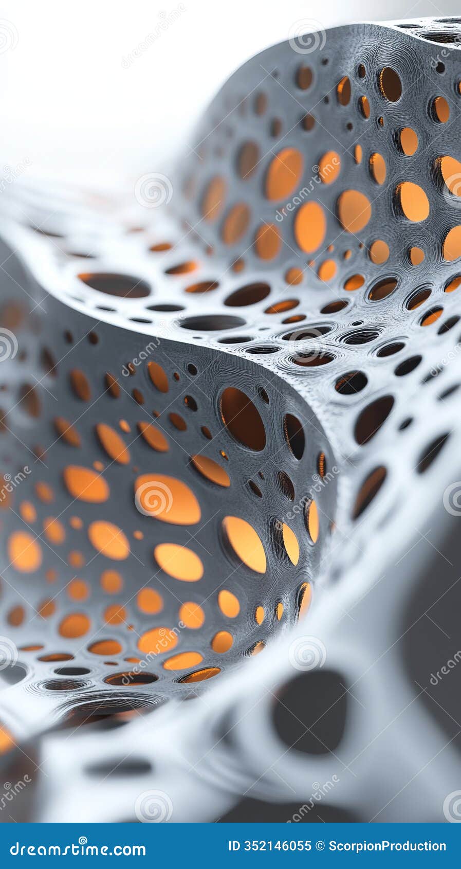 Organic Perforated Form with Glowing Orange Backdrop Stock Illustration ...