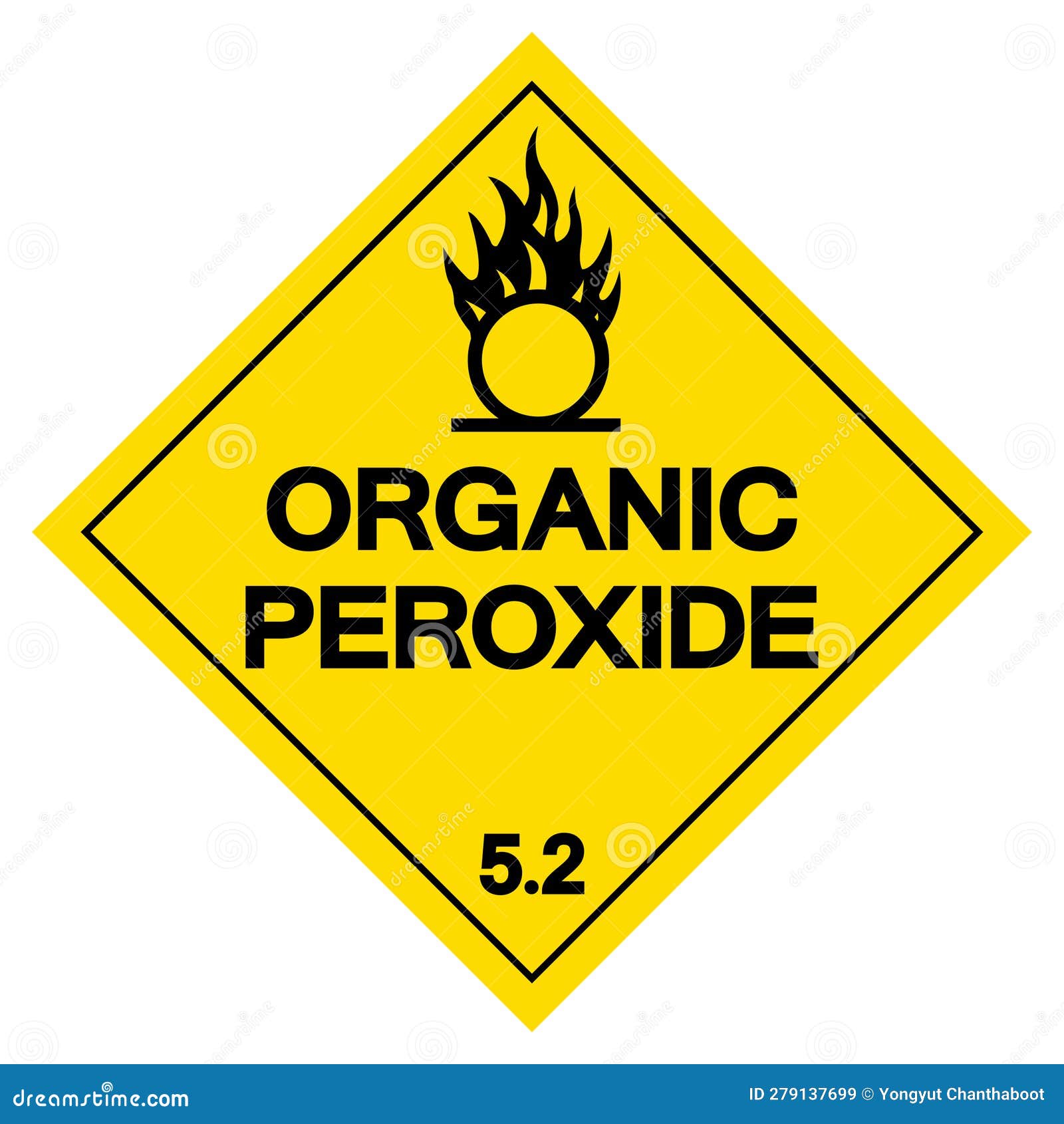 Organic Peroxide Class 5.2 Symbol Sign ,Vector Illustration, Isolate on ...