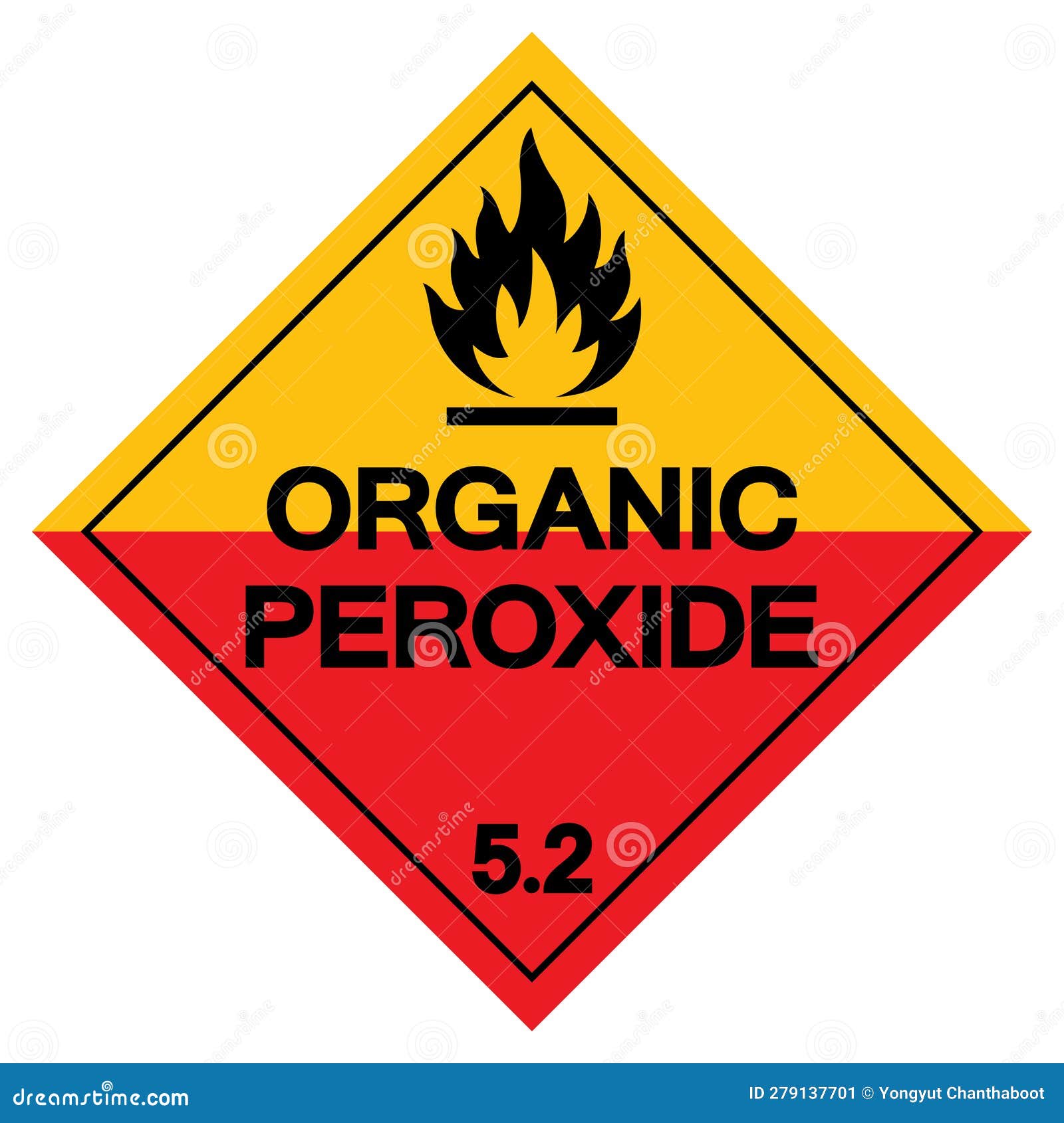 Organic Peroxide Class 5.2 Symbol Sign ,Vector Illustration, Isolate on ...