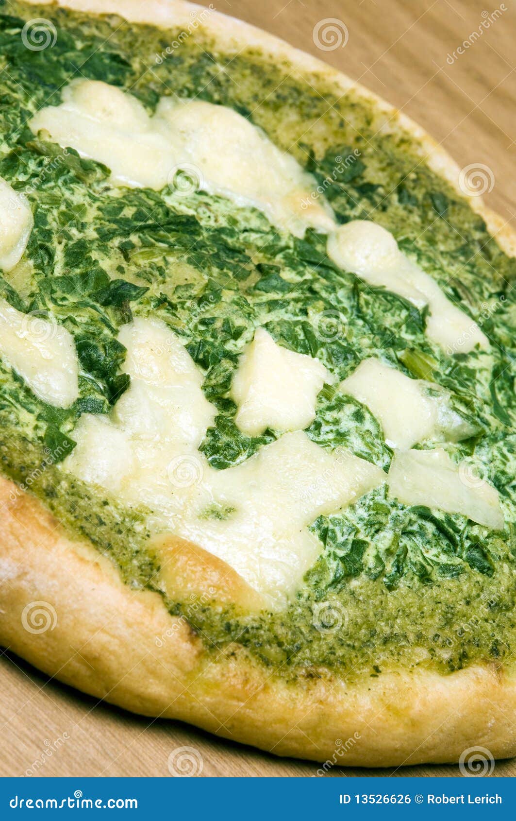 Organic Pizza Spinach Basil Pesto Cheese Stock Photo - Image of pesto ...