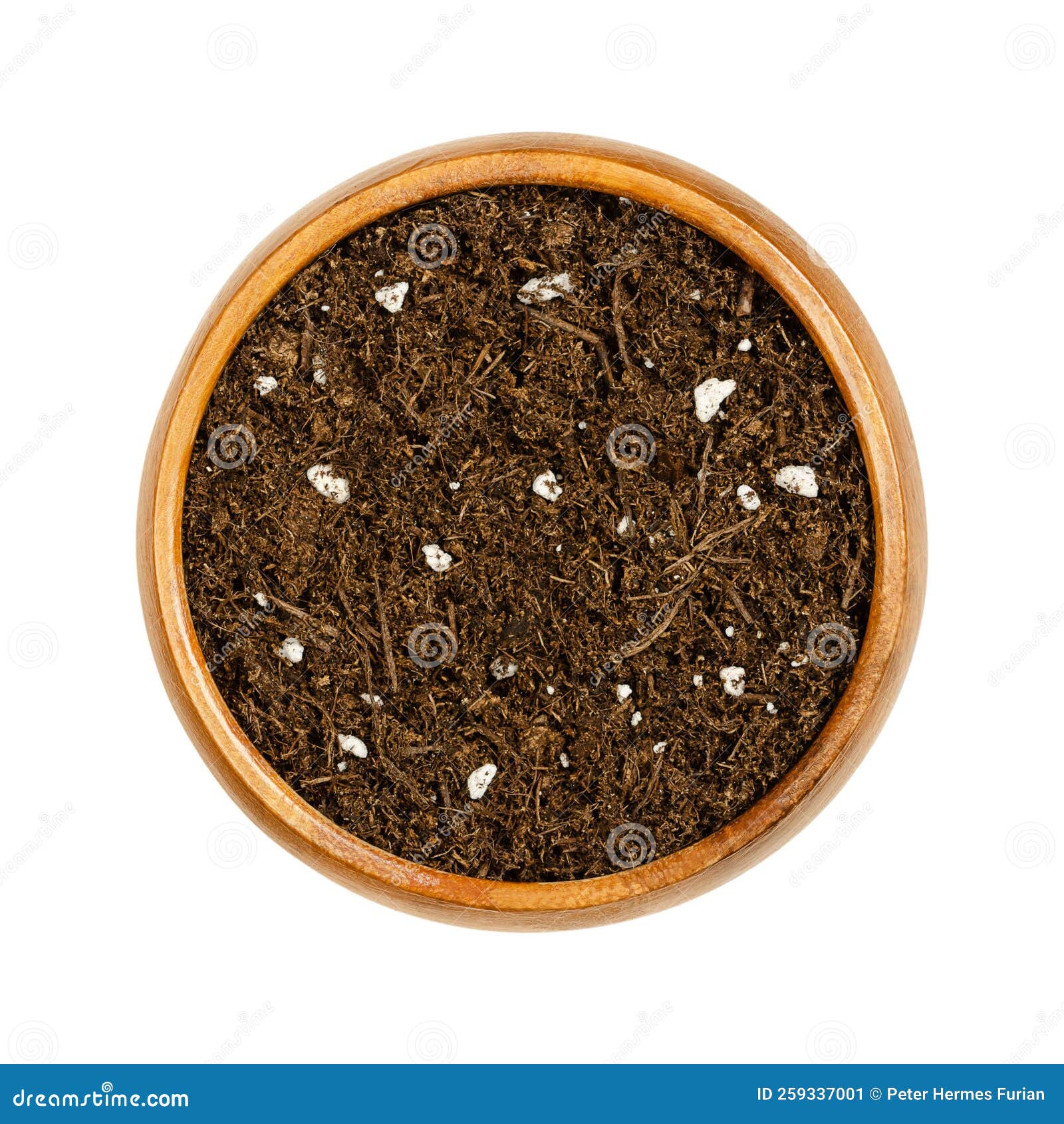 Organic Potting Compost, Soft Culture Substrate in a Wooden Bowl Stock ...