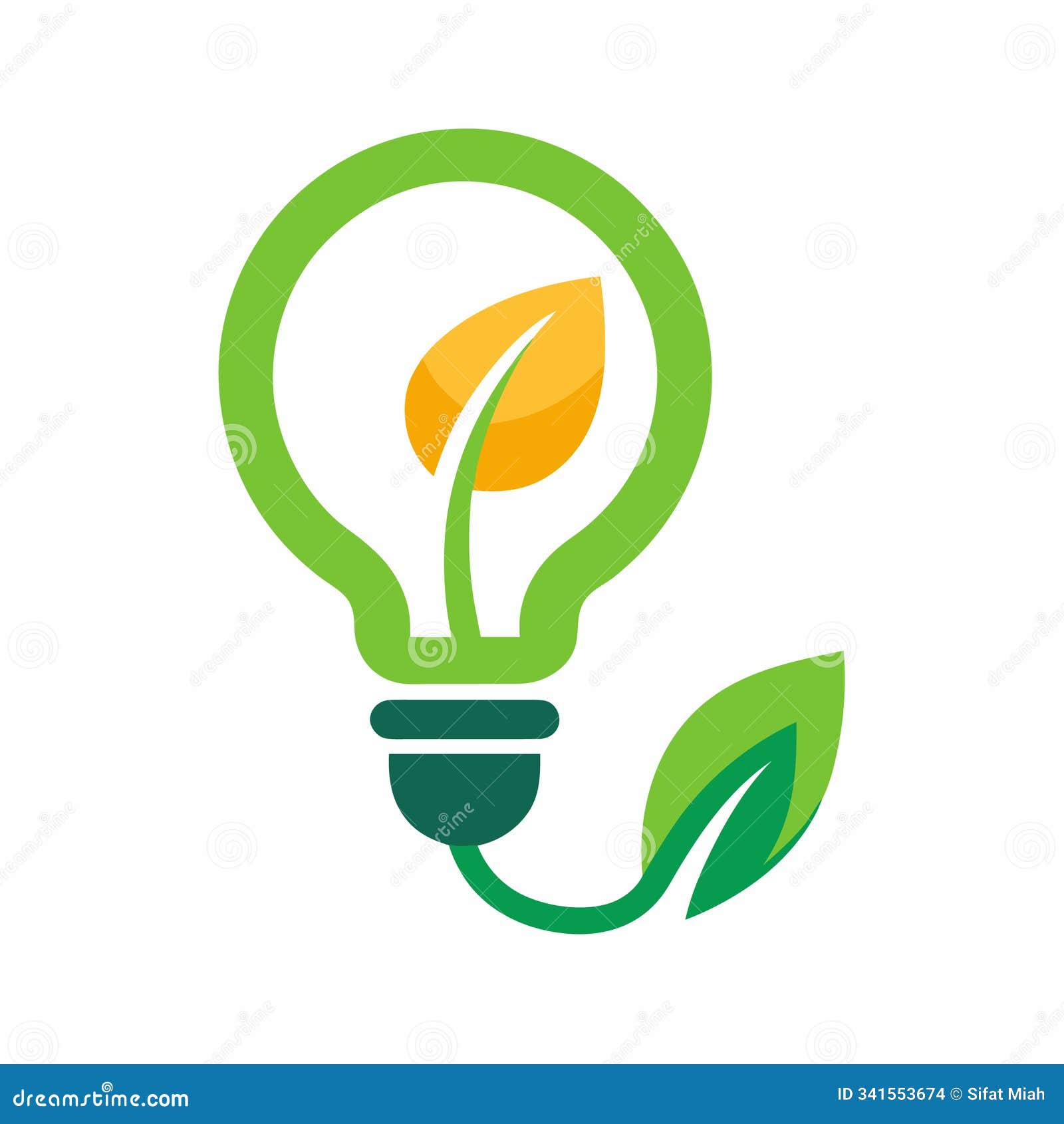 Organic Power Logo Design Leaf with Bulb Vector on White Background ...