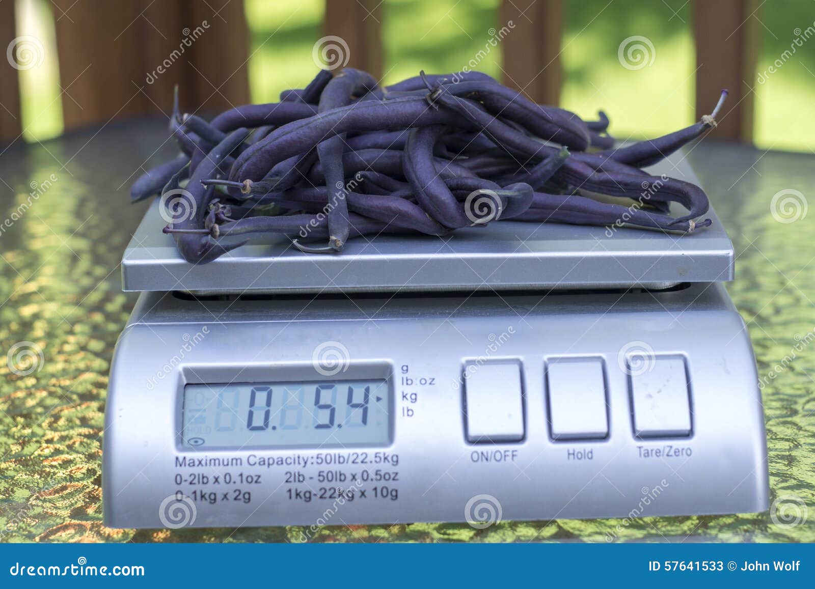 Organic Purple Green Beans on Produce Scale Stock Image - Image of ...
