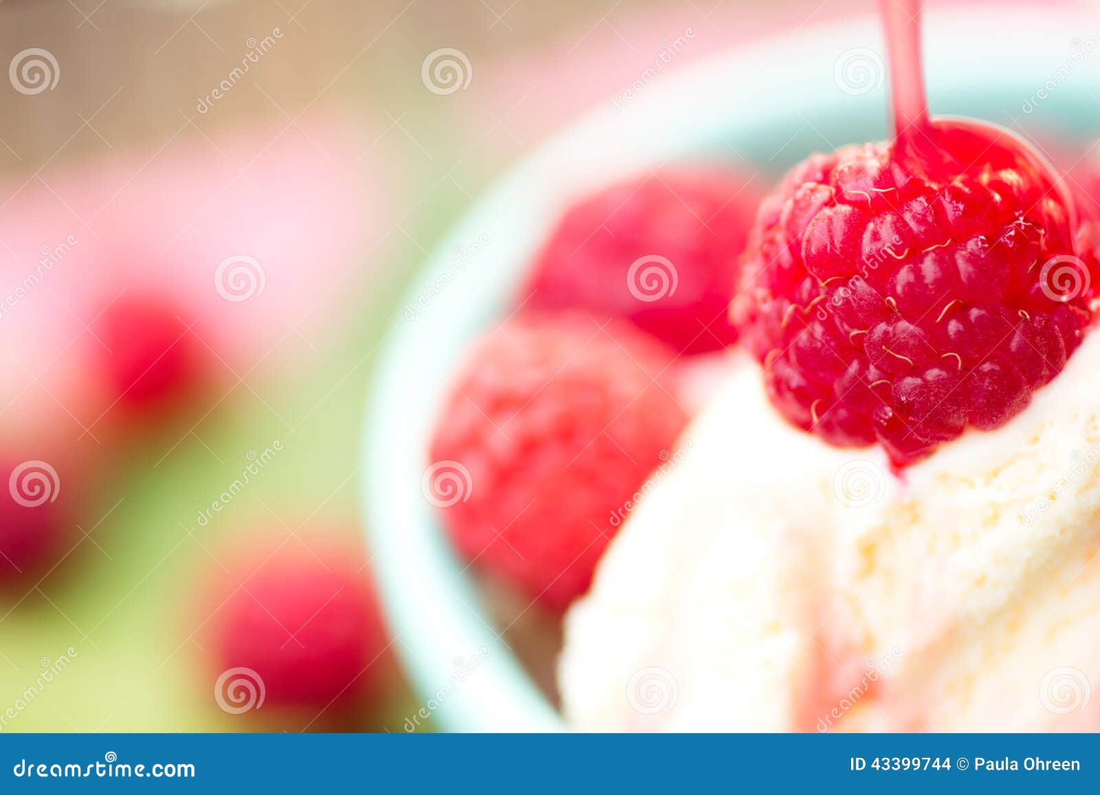 Organic Raspberries on Vanilla Icecream Stock Photo - Image of bowl ...