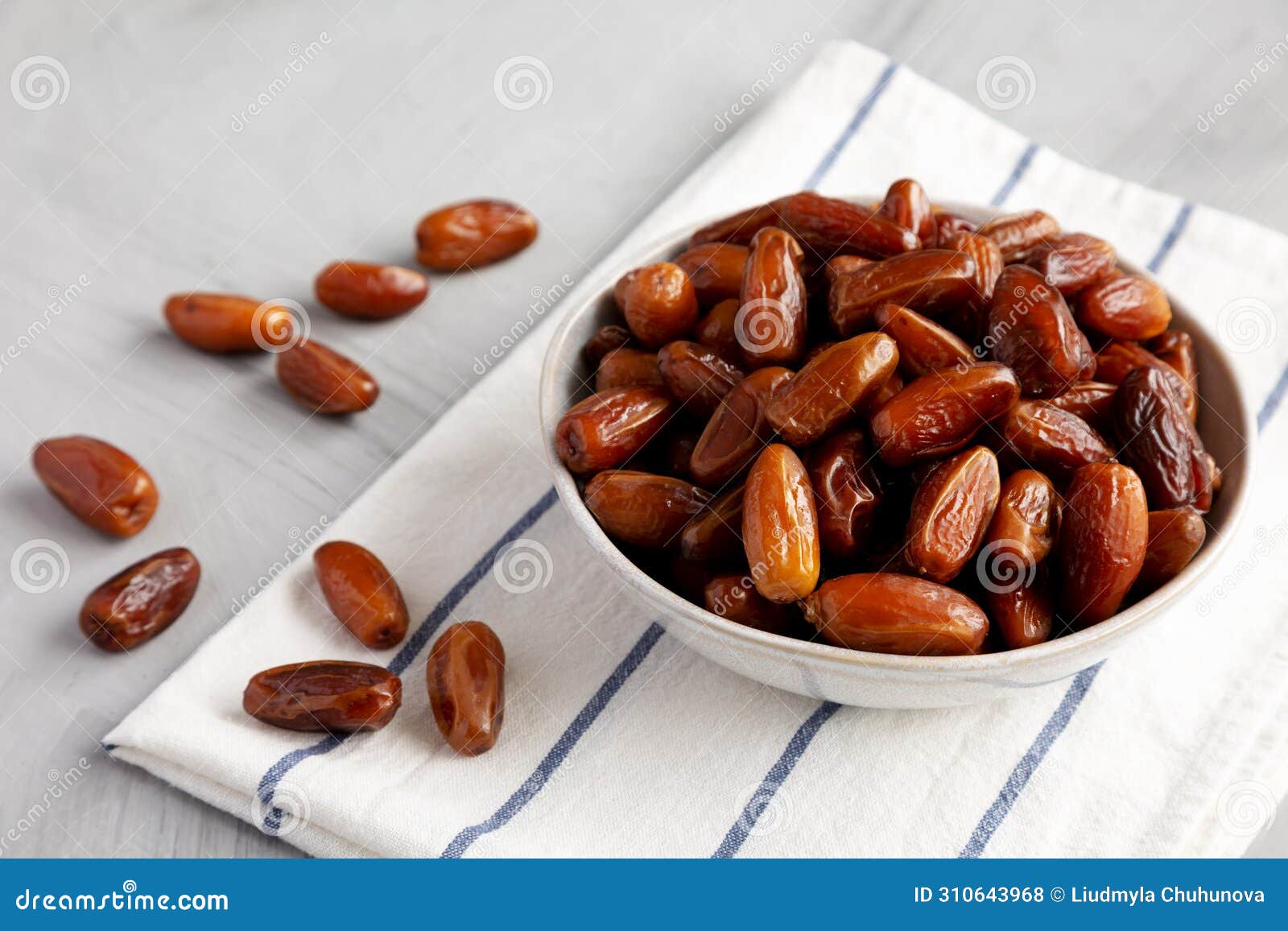 Organic Raw Date Fruit in a Bowl, Side View Stock Photo - Image of ...