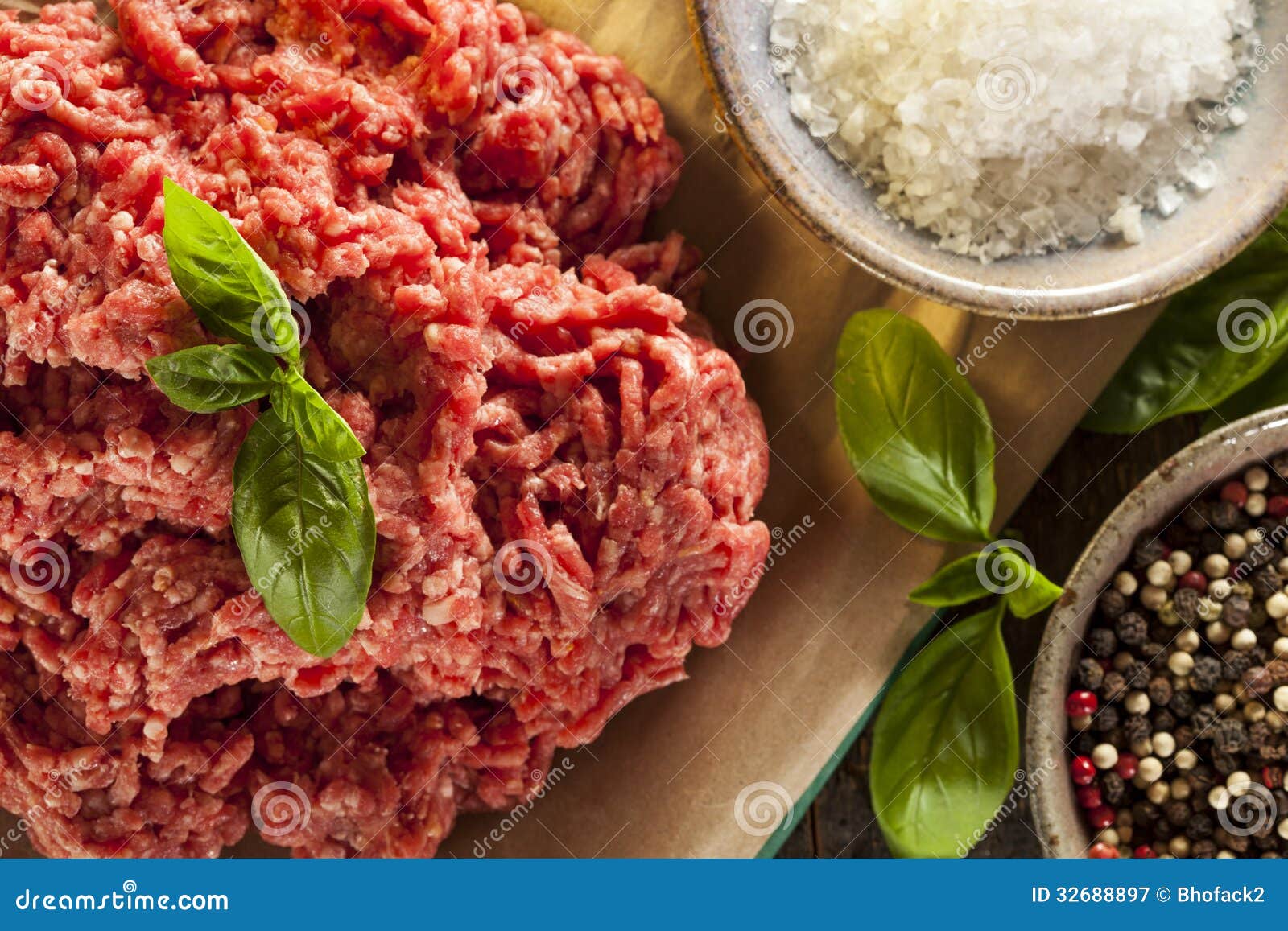 Organic Raw Grass Fed Ground Beef Stock Image - Image of minced ...
