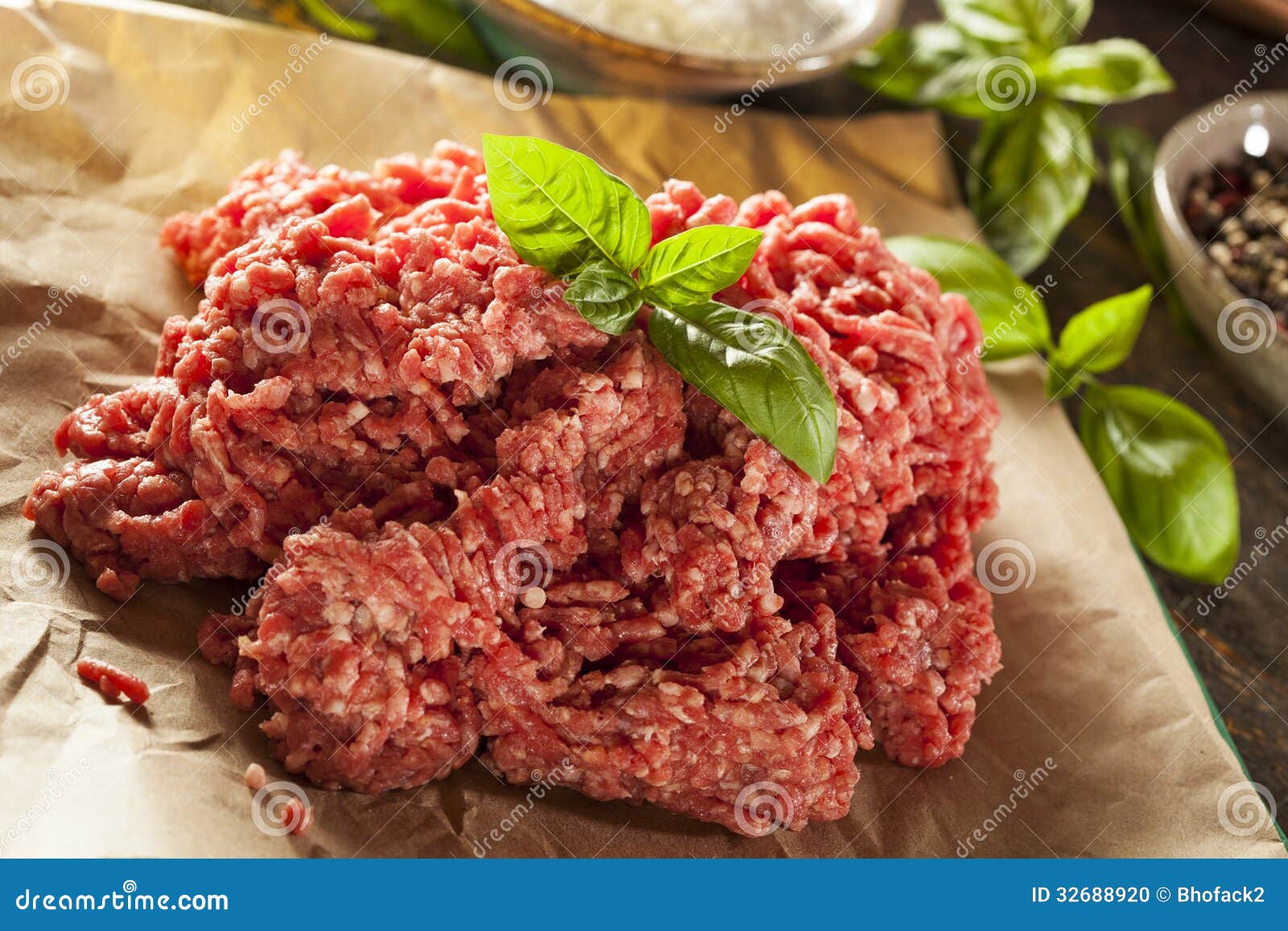 Organic Raw Grass Fed Ground Beef Stock Photo - Image of fresh, pork ...