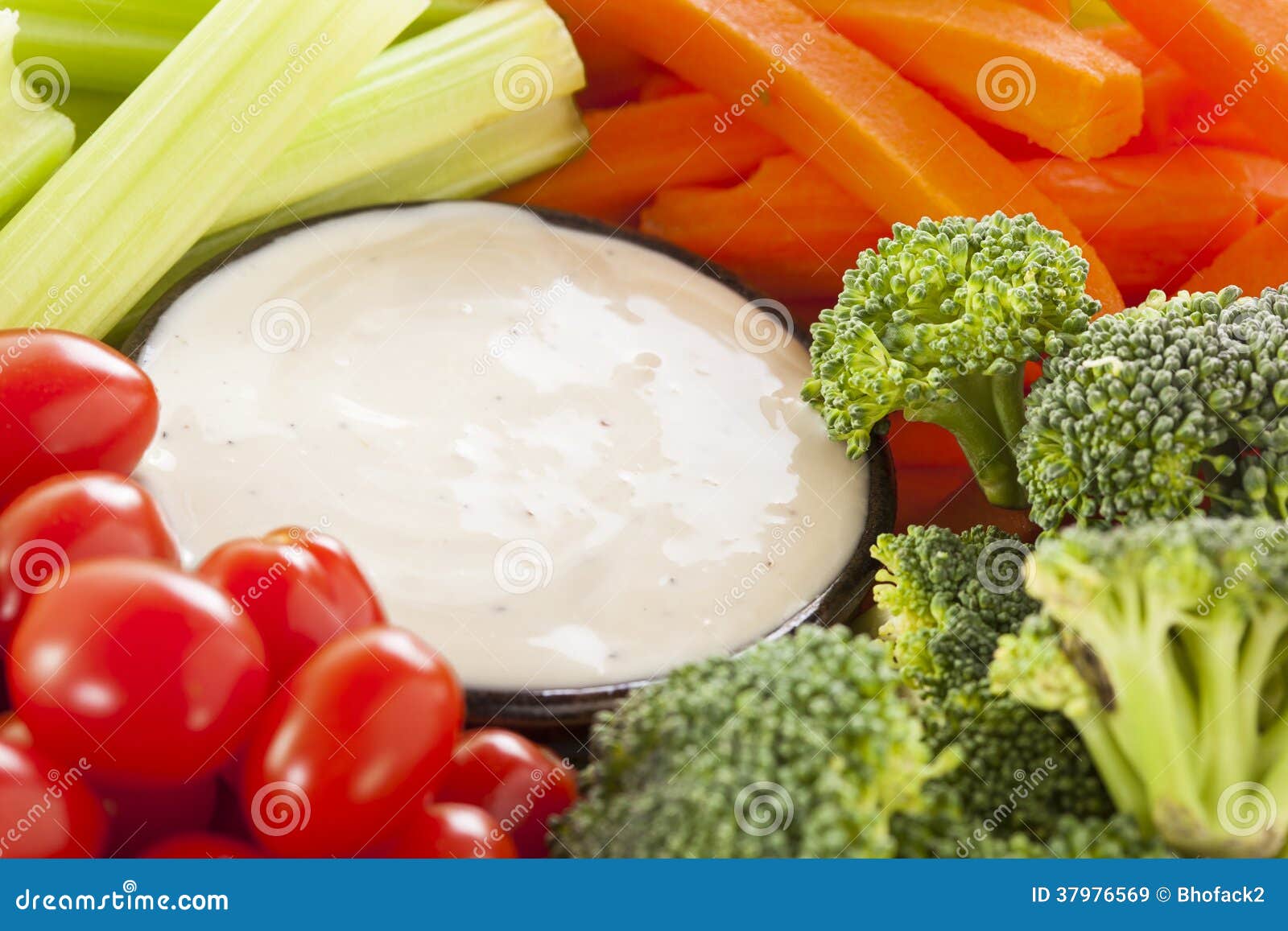 Organic Raw Vegetables with Ranch Dip Stock Image - Image of spread ...