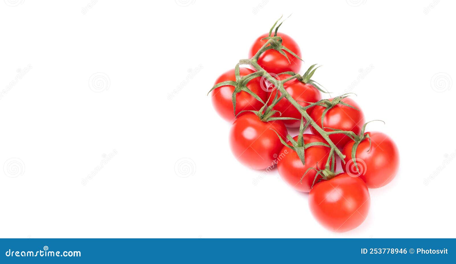Organic Red Cherry Tomato Cluster Isolated on White, Copy Space Stock ...