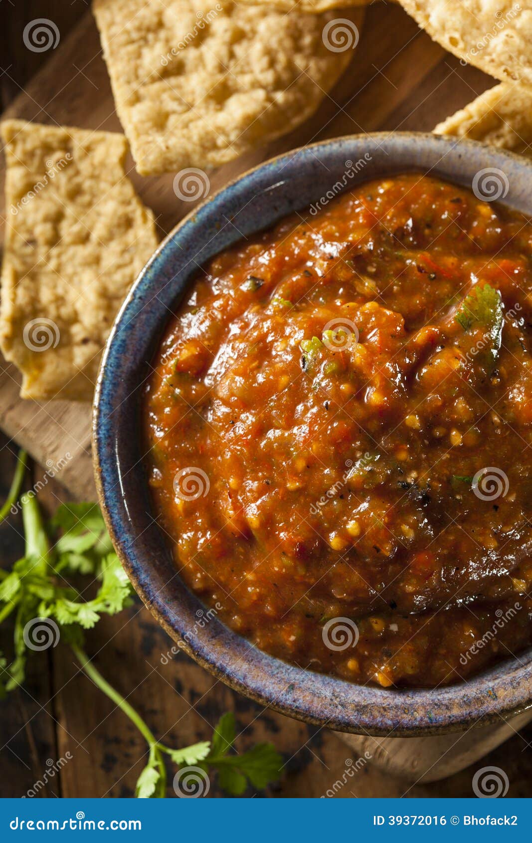 Organic Red Spicy Salsa stock photo. Image of crunchy - 39372016