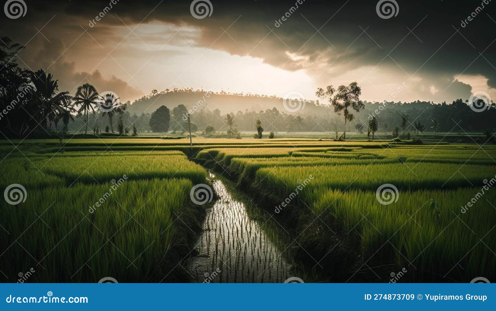 Organic Rice Harvested at Sunset, Bali S Beauty Generated by AI Stock ...