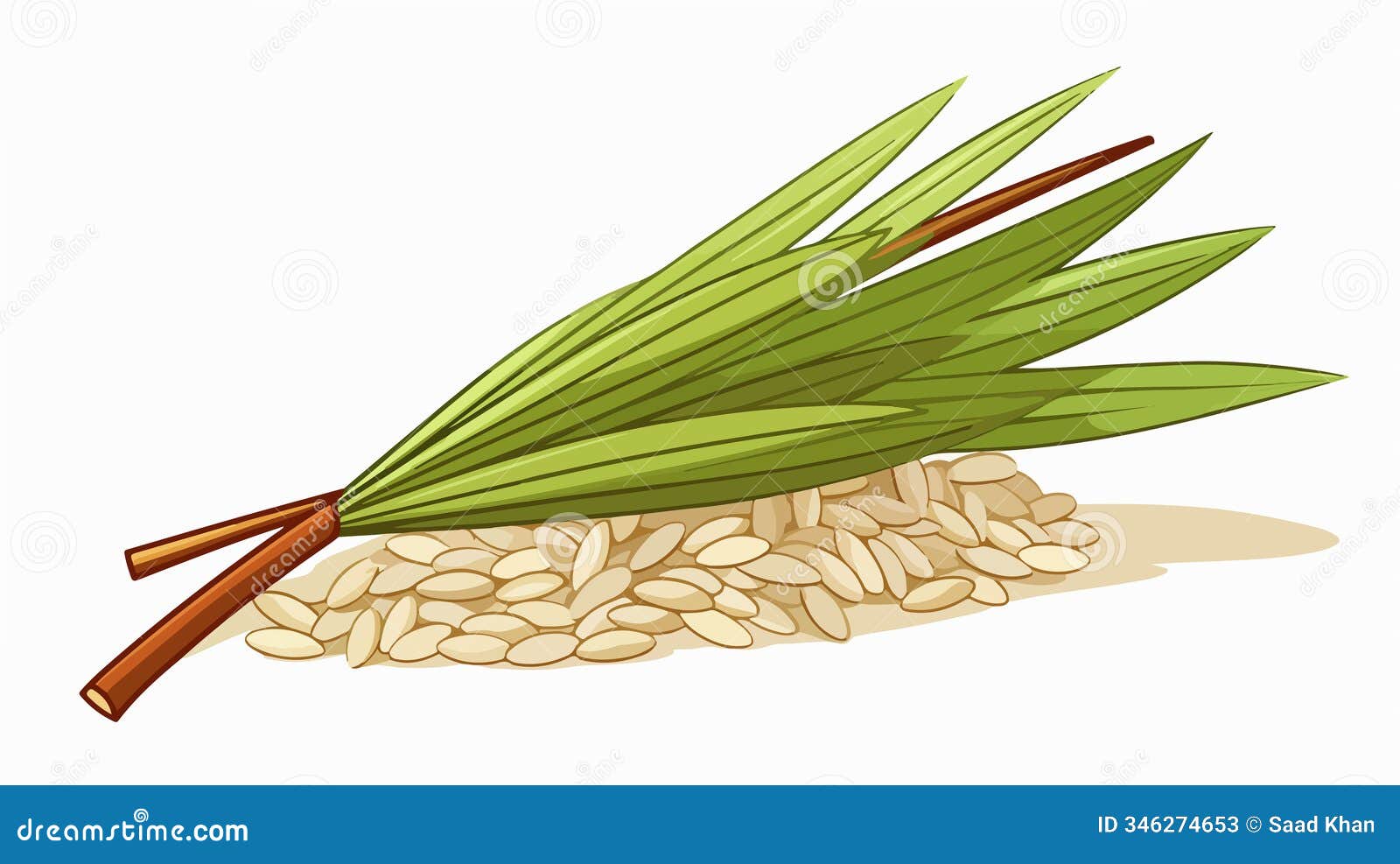 Organic Rice Spike Vector Icon Illustration Cartoon Style Stock ...