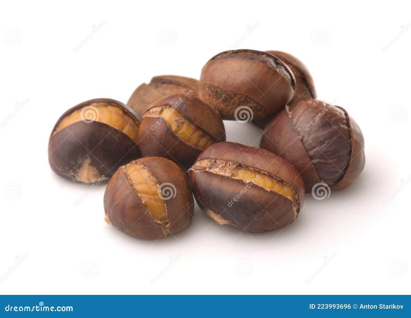 Organic roasted chestnuts stock photo. Image of nutshell - 223993696