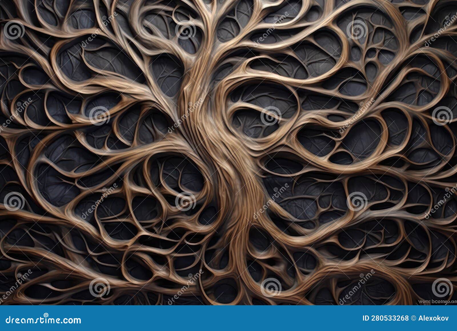 Organic Sculpting: Modern Tree on Wood Material with Tangled Forms in ...