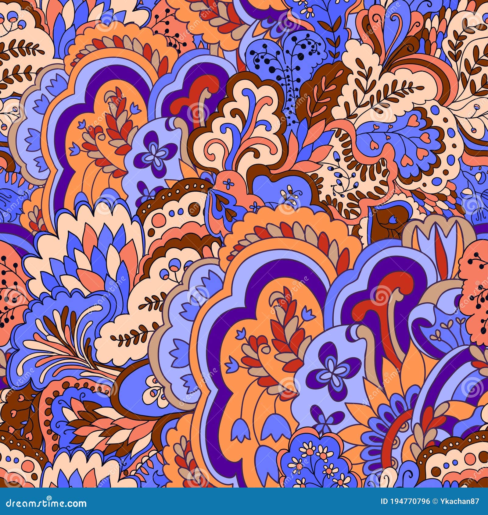 Organic Seamless Pattern with Original Plant Elements. Floral Seamless ...