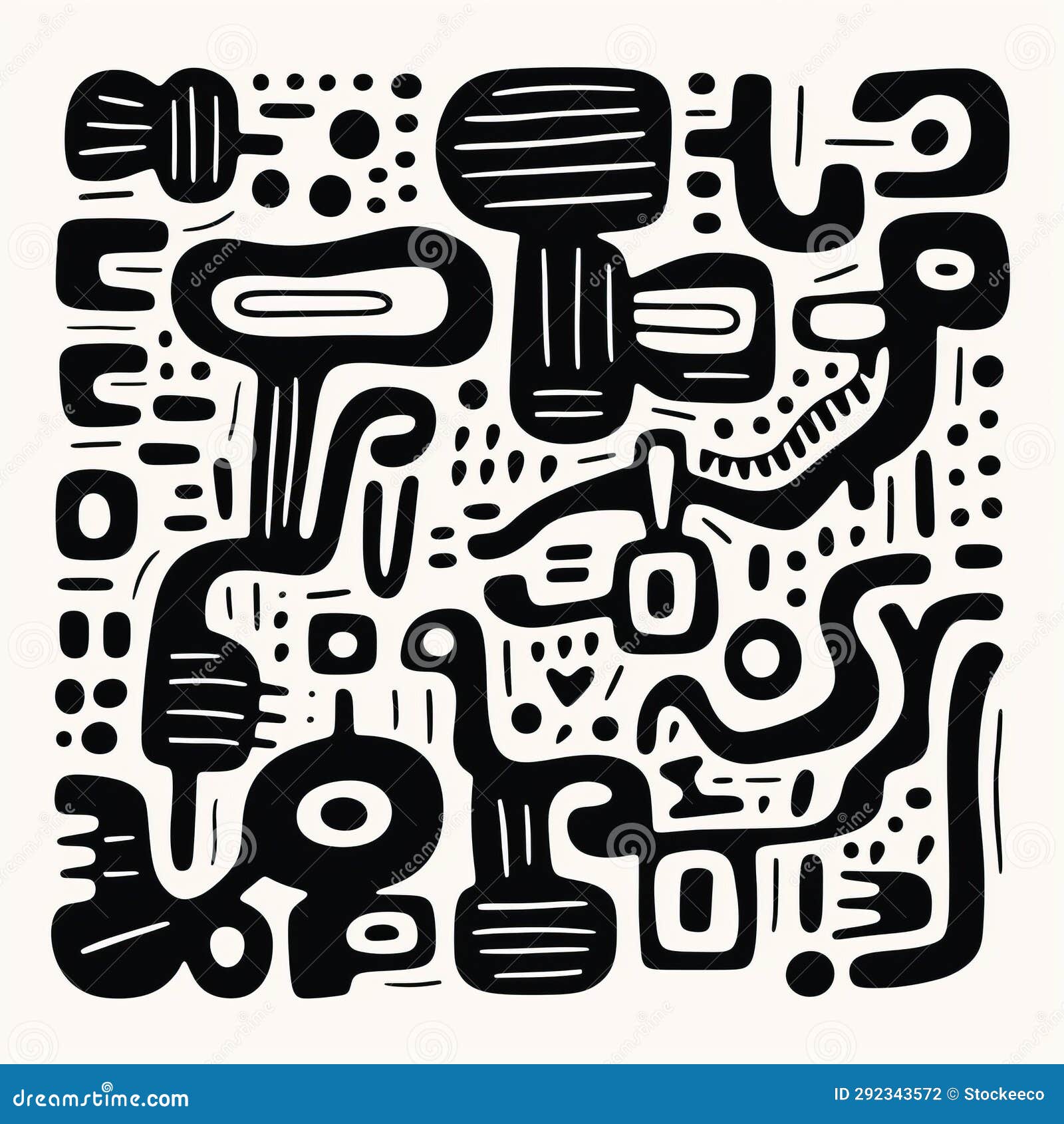 Abstract Moche Art: Bold Stencil Design With Robotic Motifs Royalty ...