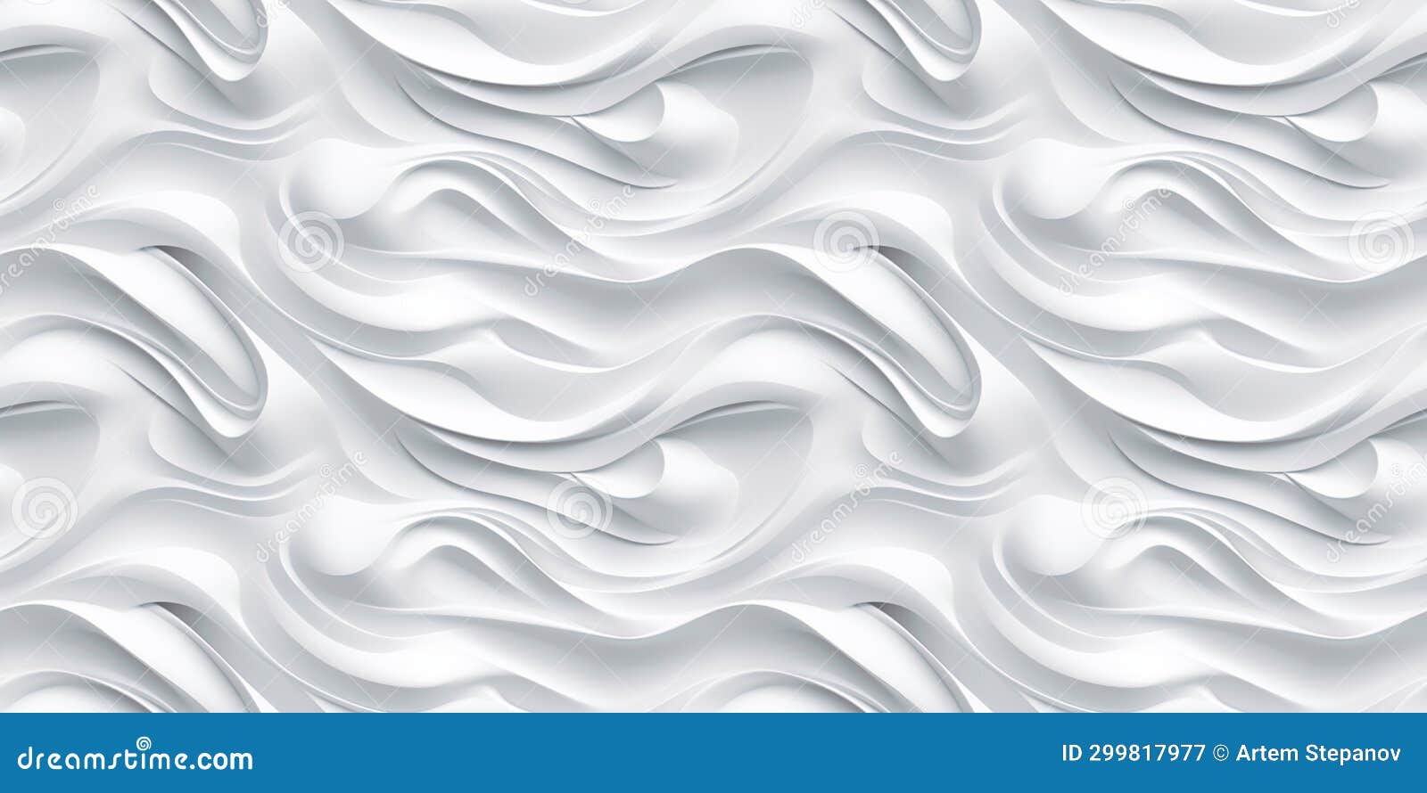 Organic Shapes Background, White 3d Seamless Pattern, Soft Wavy Texture ...