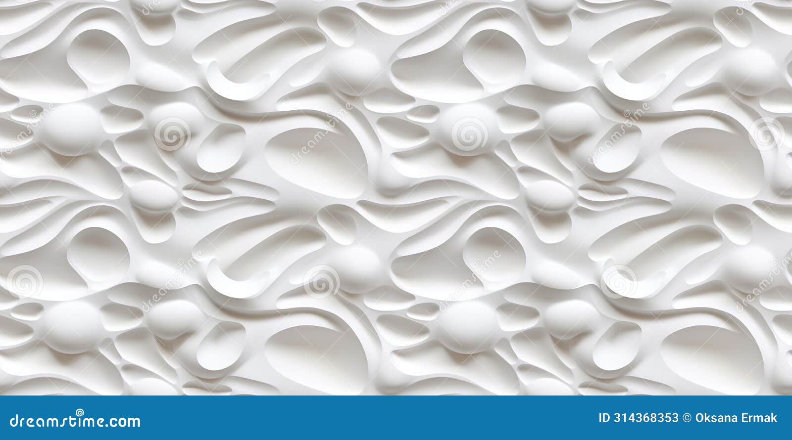 Organic Shapes Background, White 3d Seamless Pattern, Soft Wavy Texture ...