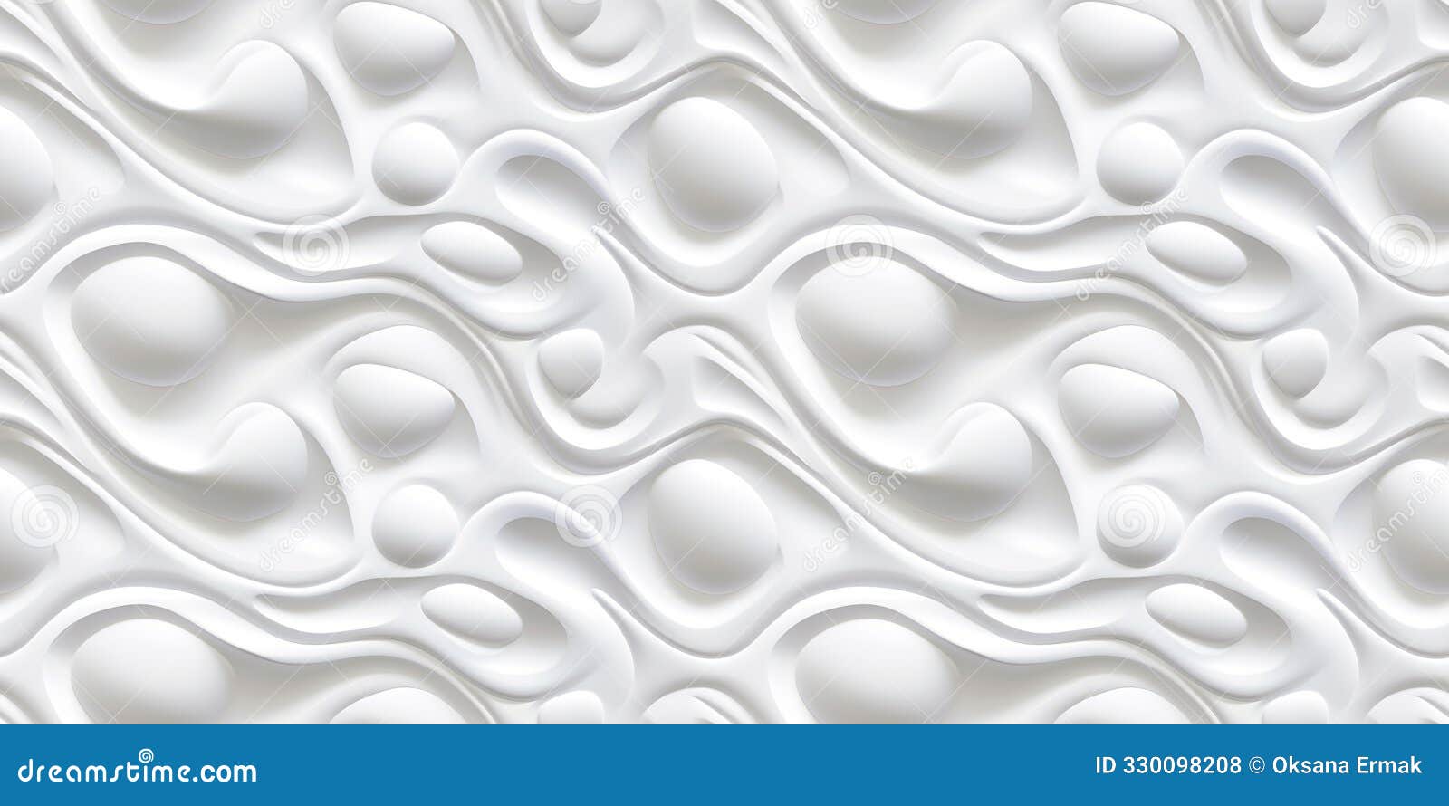 Organic Shapes Background, White 3d Seamless Pattern, Soft Wavy Texture ...
