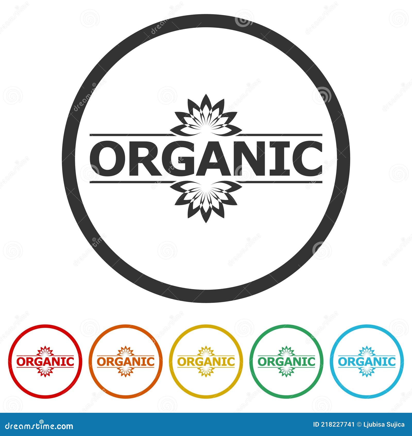 Organic Sign Icon Color Set Stock Vector - Illustration of farmer ...