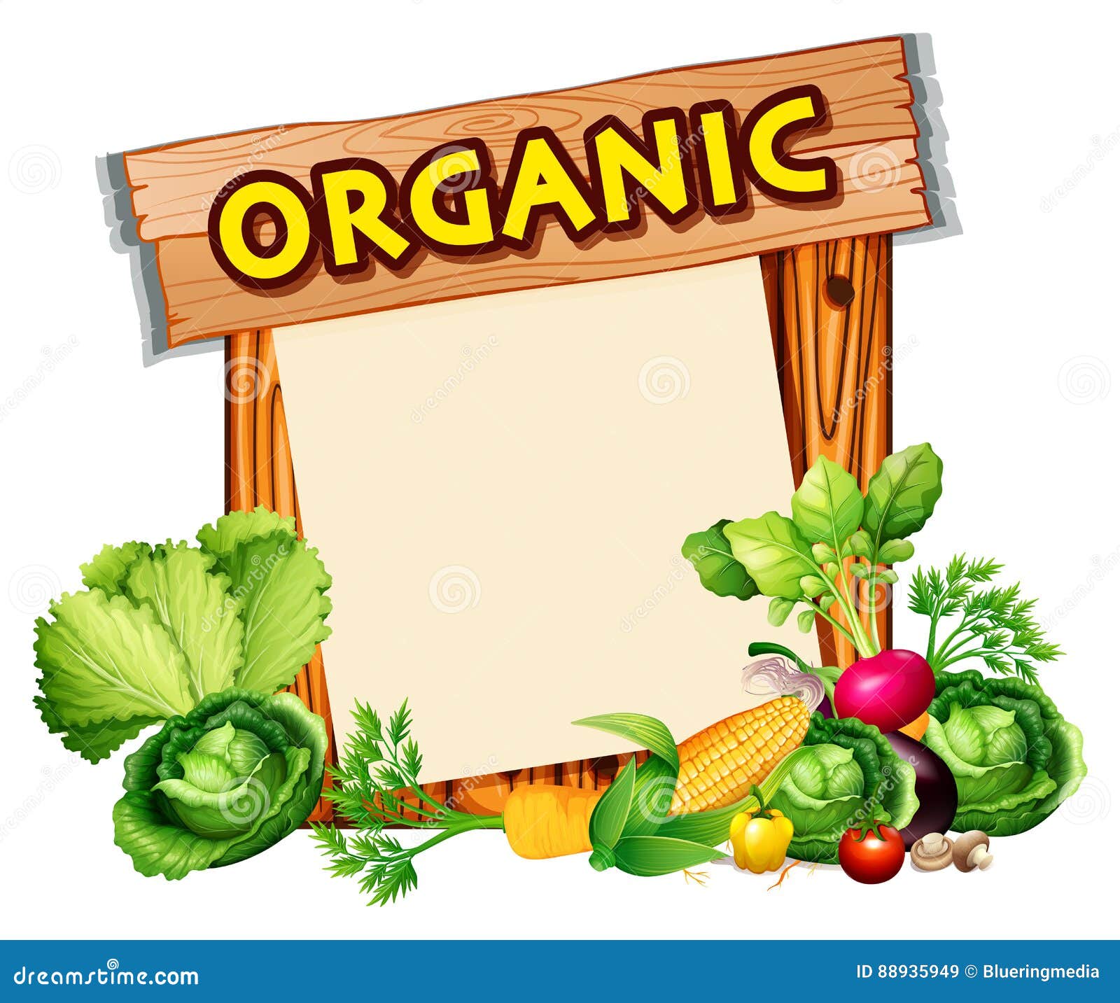 Organic Sign with Mixed Vegetables Stock Vector - Illustration of ...