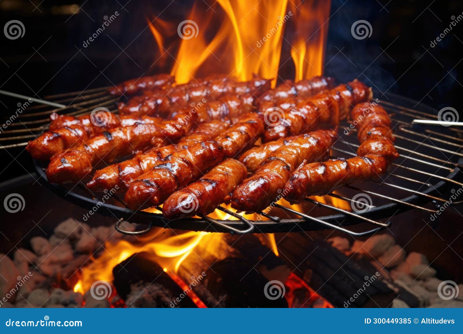 Organic Soy-based Bbq Sausages Being Cooked Over Flame Stock Image ...