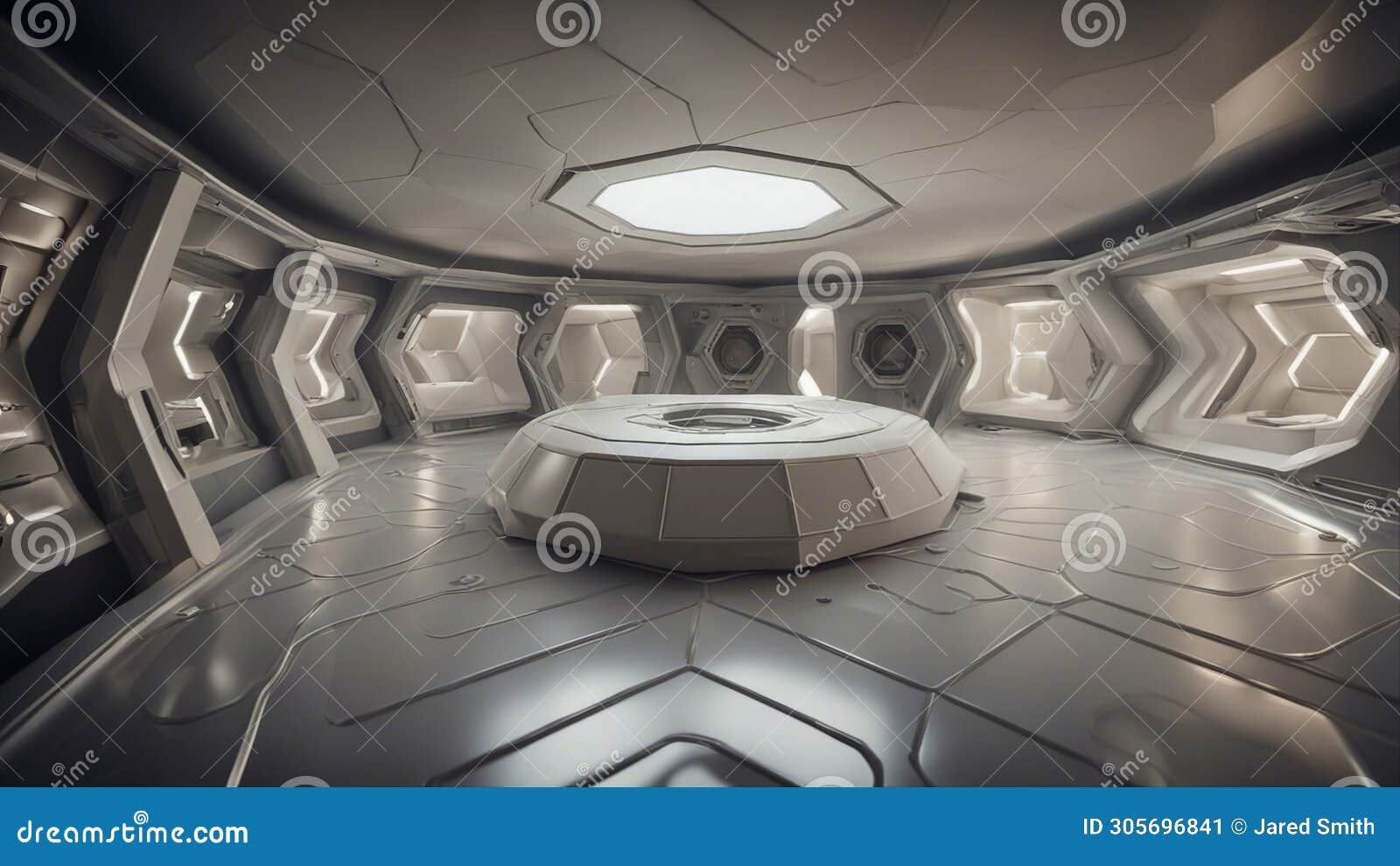Organic Space Station with a Shell Like Wall and a Hexagonal Floor ...
