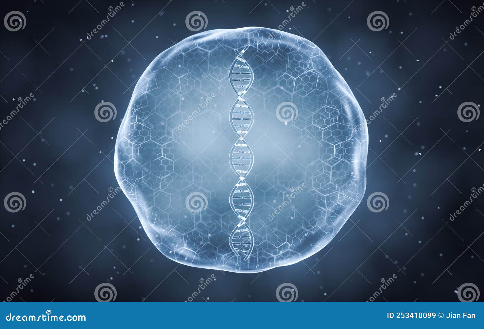 Organic Sphere with DNA Inside, 3d Rendering Stock Illustration ...