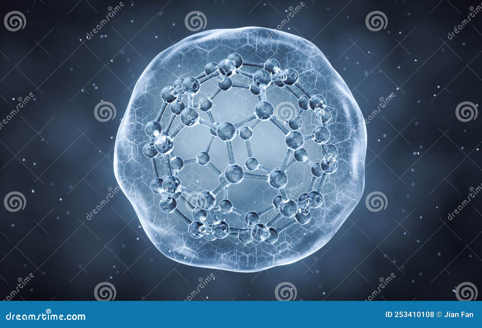 Organic Sphere with Molecule Inside, 3d Rendering Stock Illustration ...