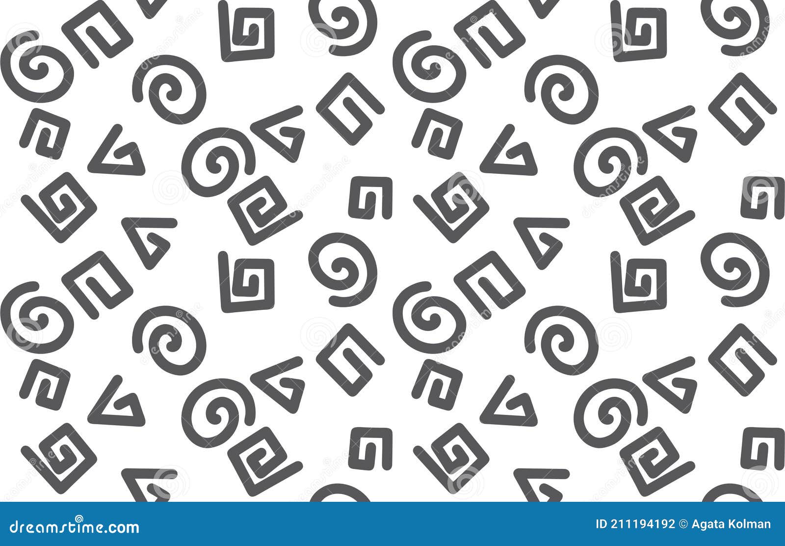 Organic Spiral and Oval Forms Pattern. Hand Draw Shapes in Chaotic ...