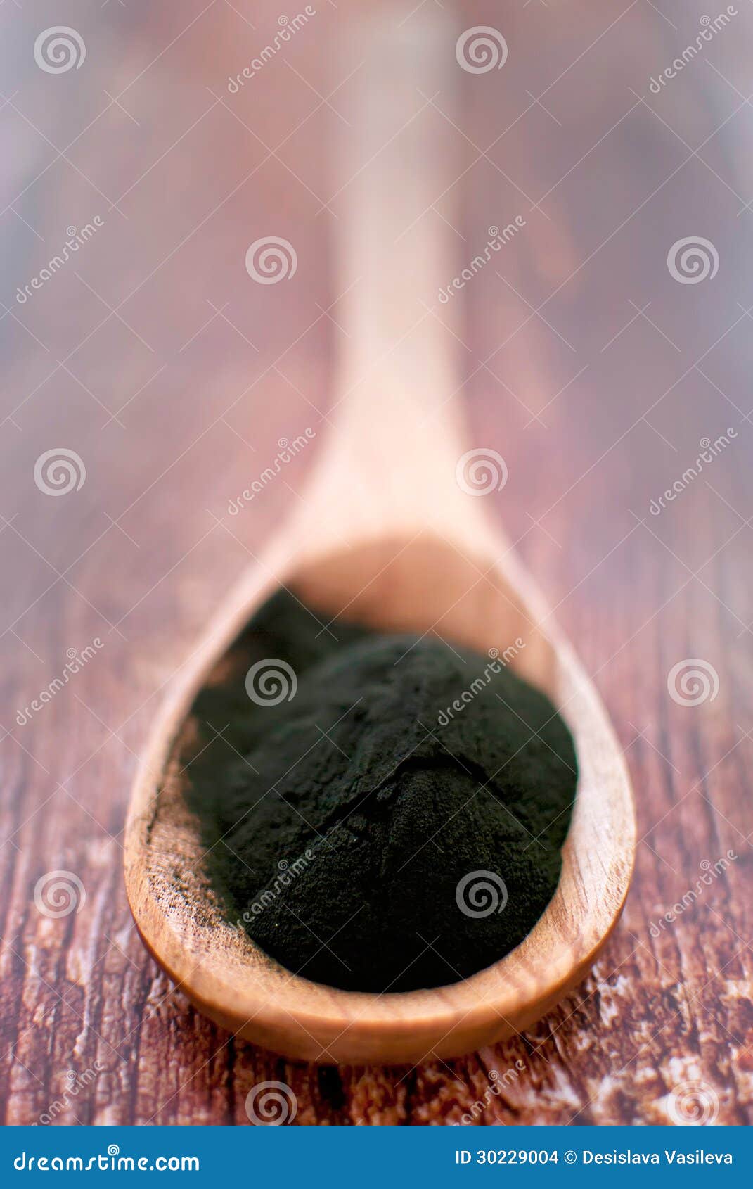 Algae powder spirulina stock photo. Image of wood, wooden - 30229004