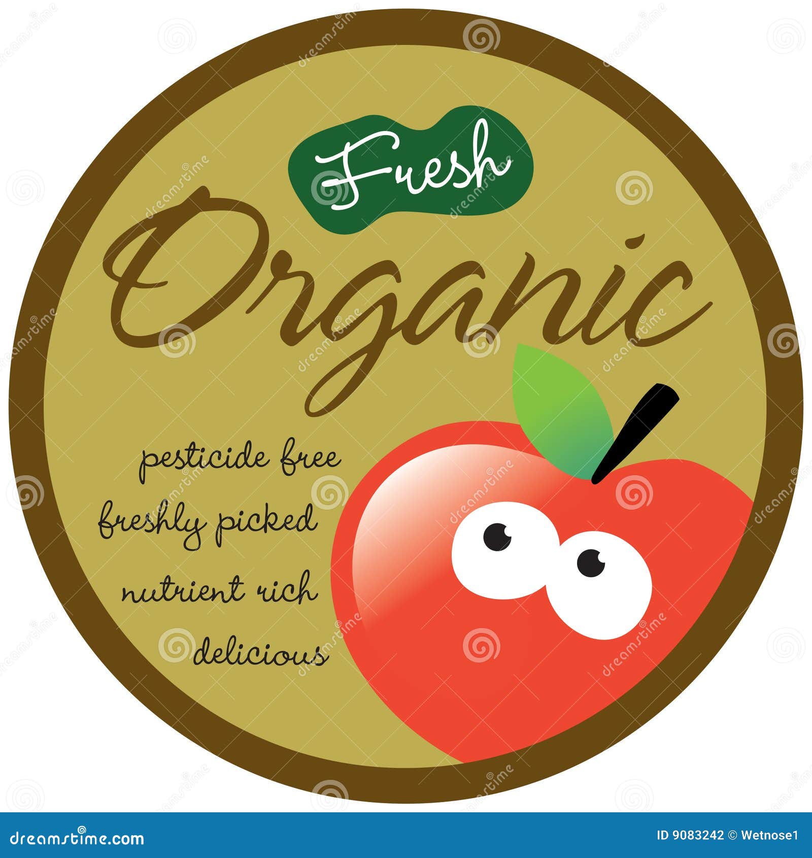 Organic Sticker/Label stock vector. Illustration of apple - 9083242