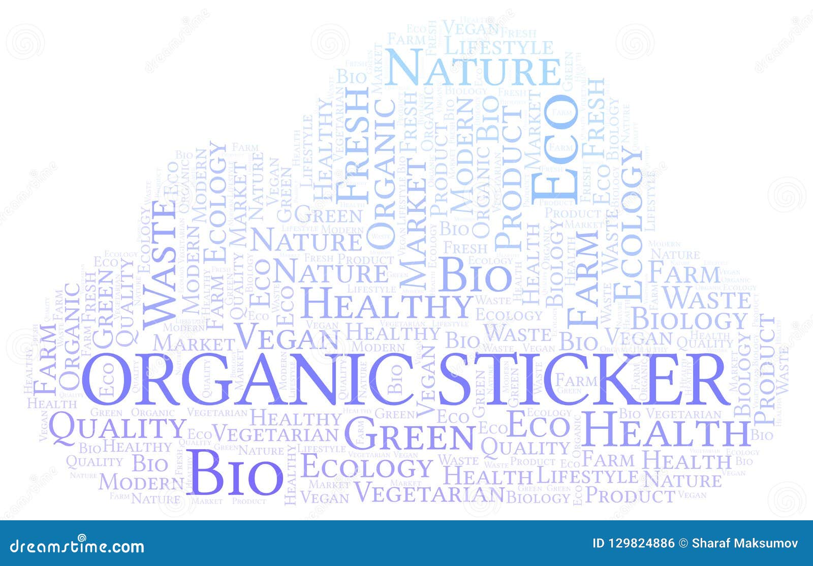 Organic Sticker Word Cloud. Stock Illustration - Illustration of bubble ...