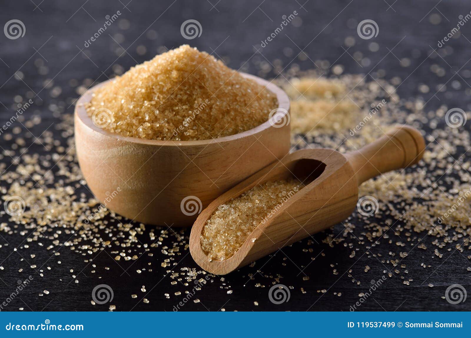 Organic Sugar on Black Background Stock Image - Image of isolated, heap ...