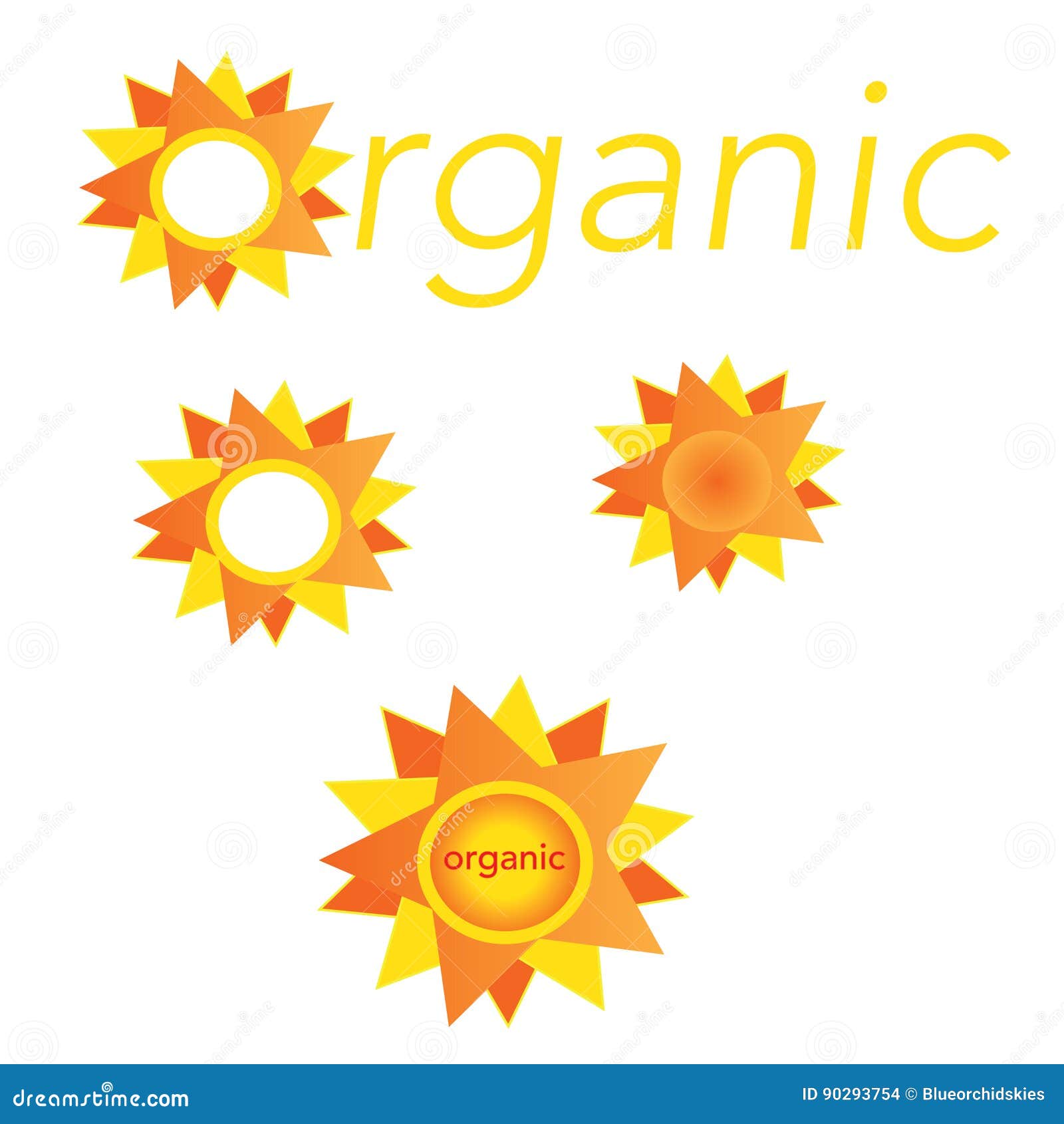 Organic sun logo or label stock illustration. Illustration of sunset ...