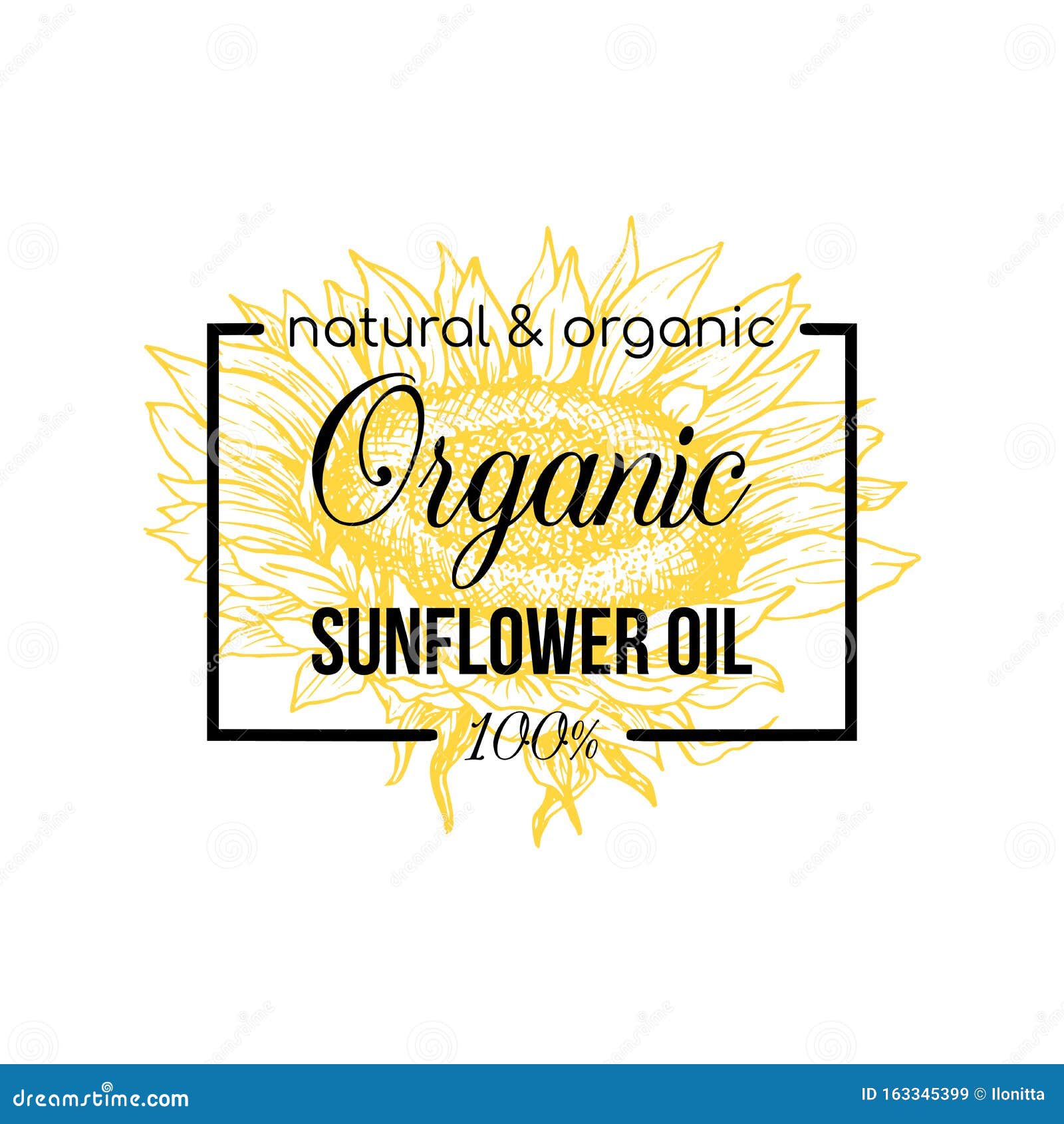 Organic Sunflower Oil Vector Logo Template Stock Vector Illustration