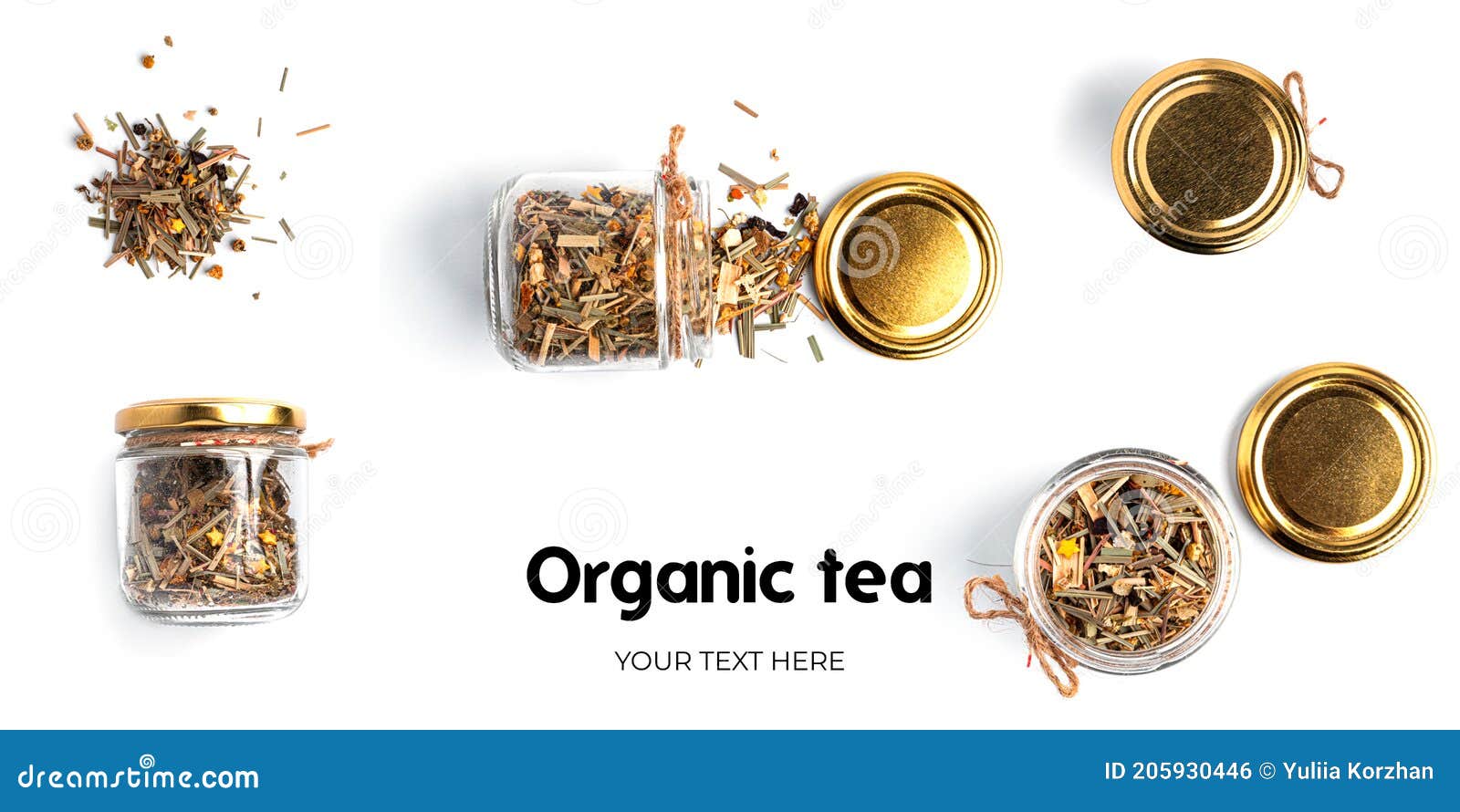 Organic Tea in Jar on White Background. Long Header Banner Format ...