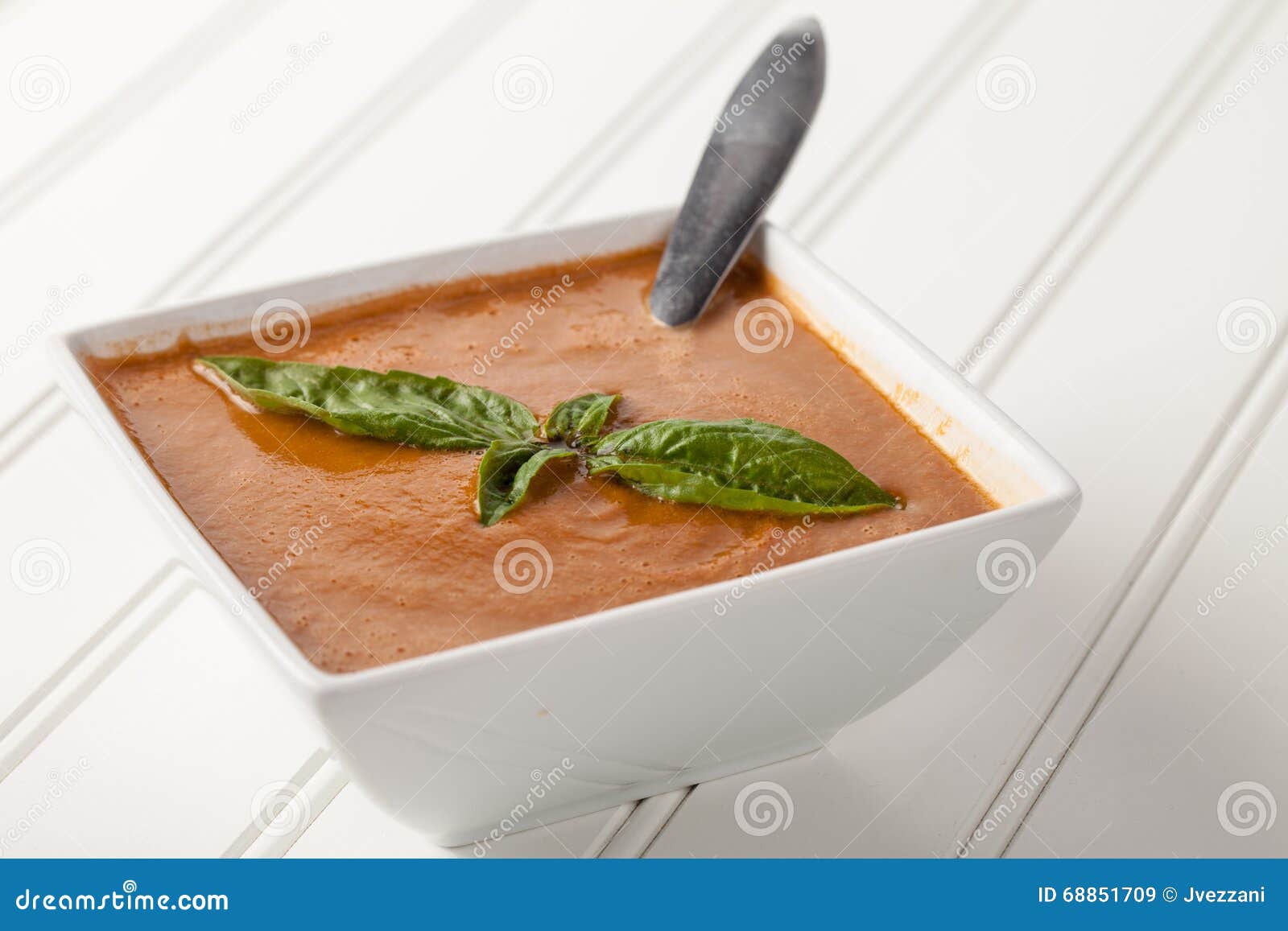 Organic Tomato Basil Soup Side View Stock Image - Image of appetizer ...